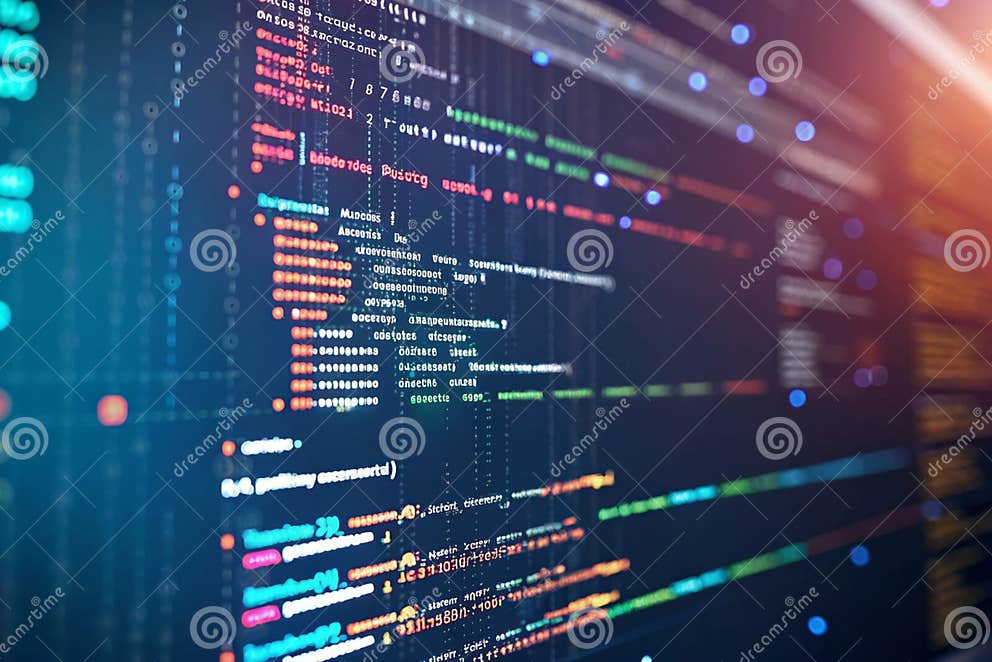 Abstract Technology Background with Coding and Binary Data Stock Illustration - Illustration of ...