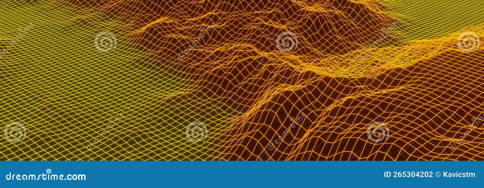 3D Grid Neon Topography. Gradient Mesh Terrain Stock Illustration ...
