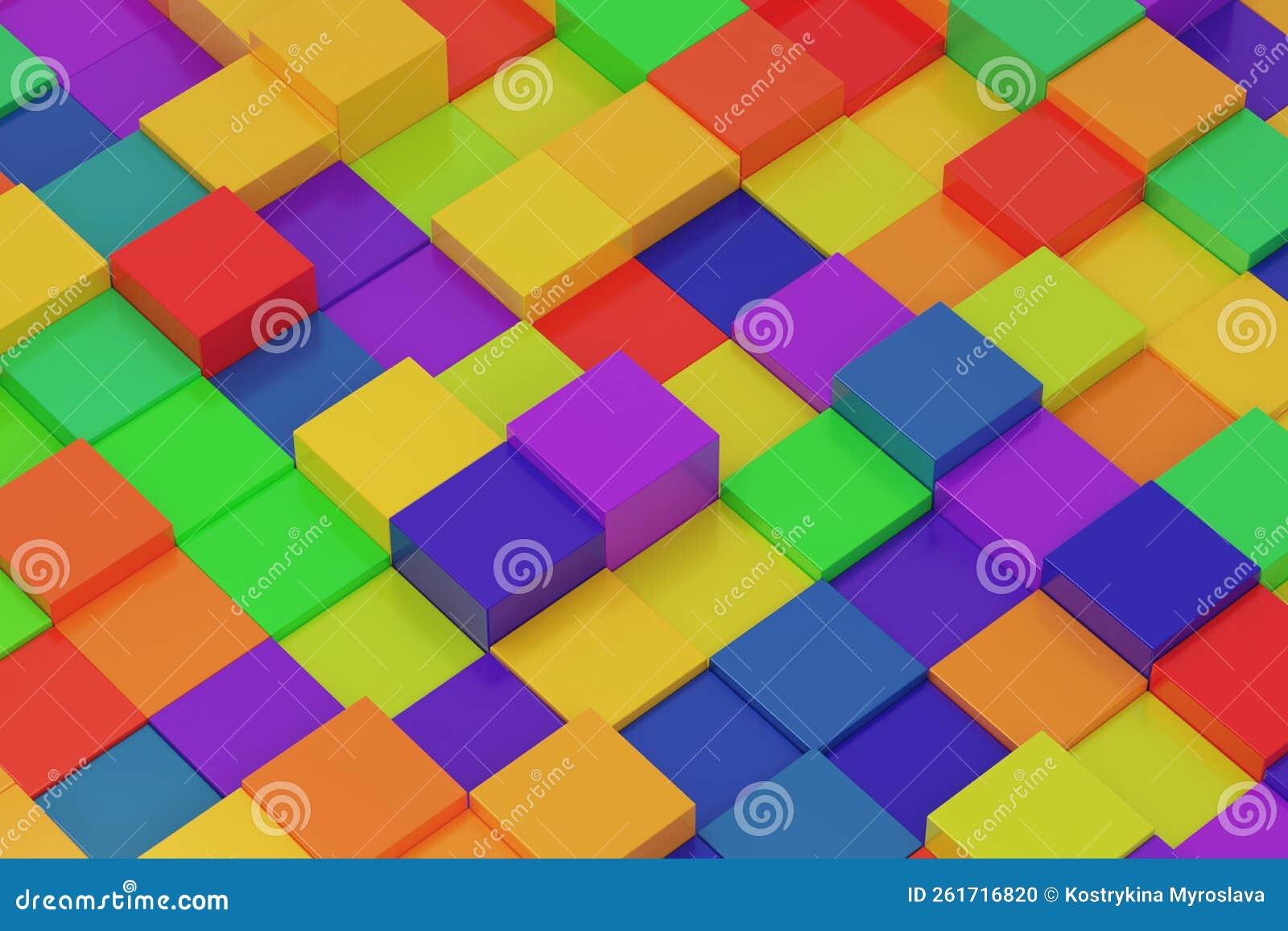 3d Rendered Abstract Rainbow Background with Square Shape Stock ...