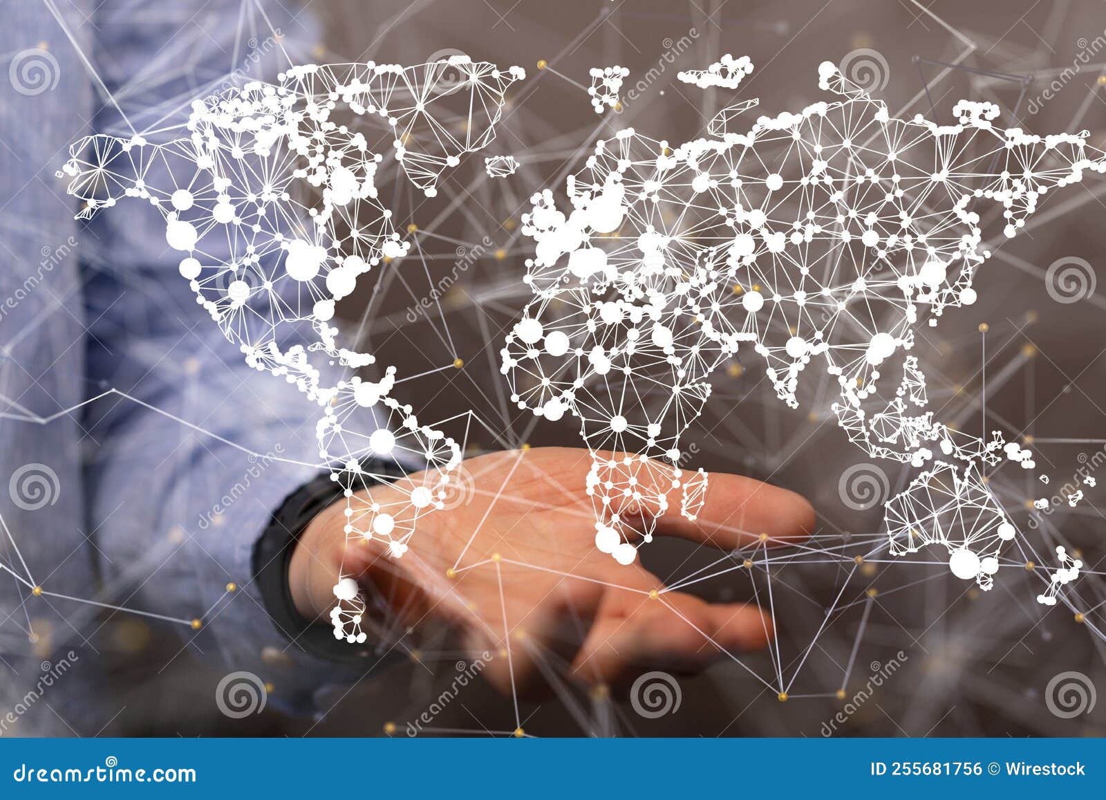 3d Rendered Abstract World Map of Dots and Lines Stock Photo - Image of ...