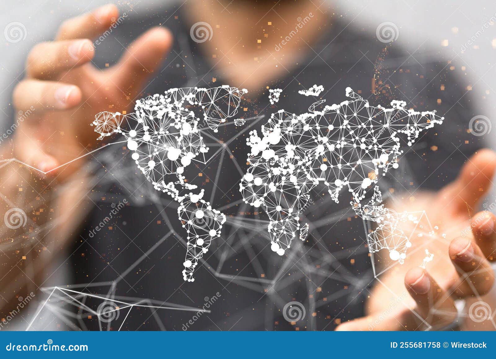 3d Rendered Abstract World Map of Dots and Lines Stock Photo - Image of ...