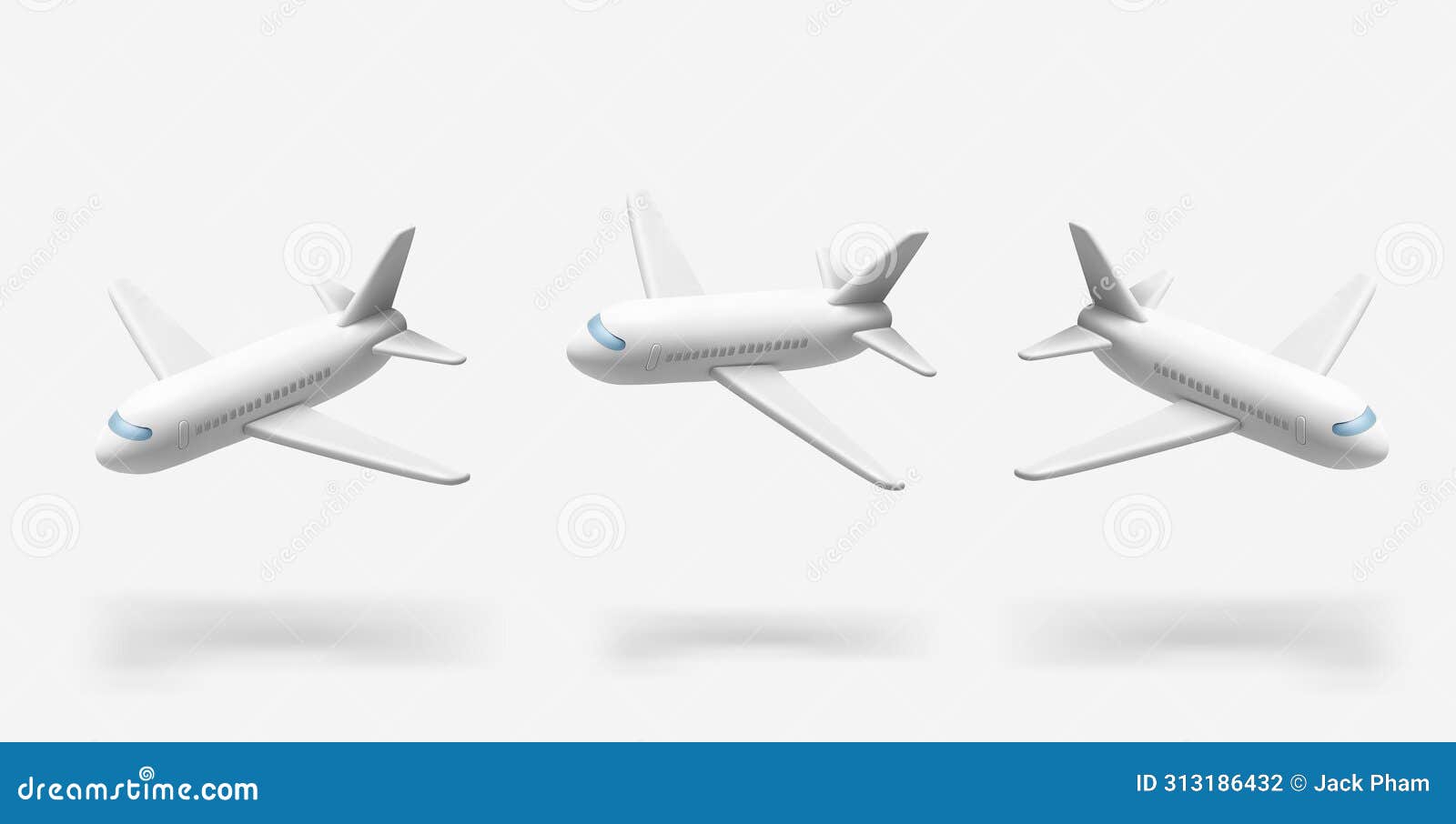 3d Rendered Airplane in Different Angles, Isolated on White Background ...