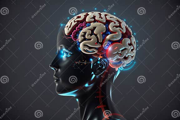 3d Rendered Anatomy Illustration of a Human Body Shape with Brain Stock ...