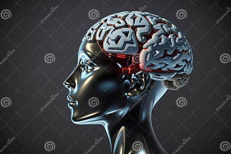 3d Rendered Anatomy Illustration of a Human Body Shape with Brain Stock ...