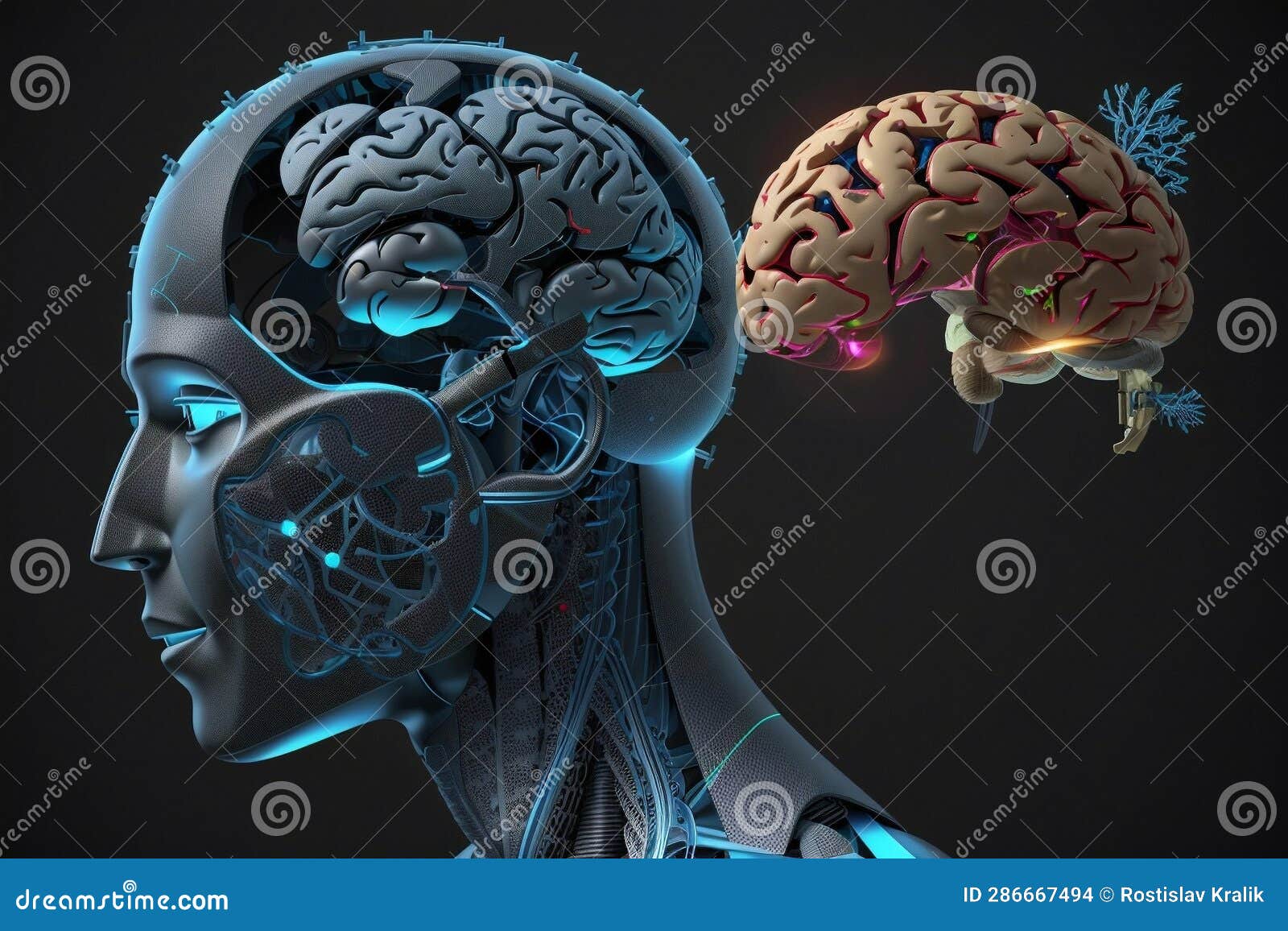 3d Rendered Anatomy Illustration of a Human Body Shape with Brain Stock ...