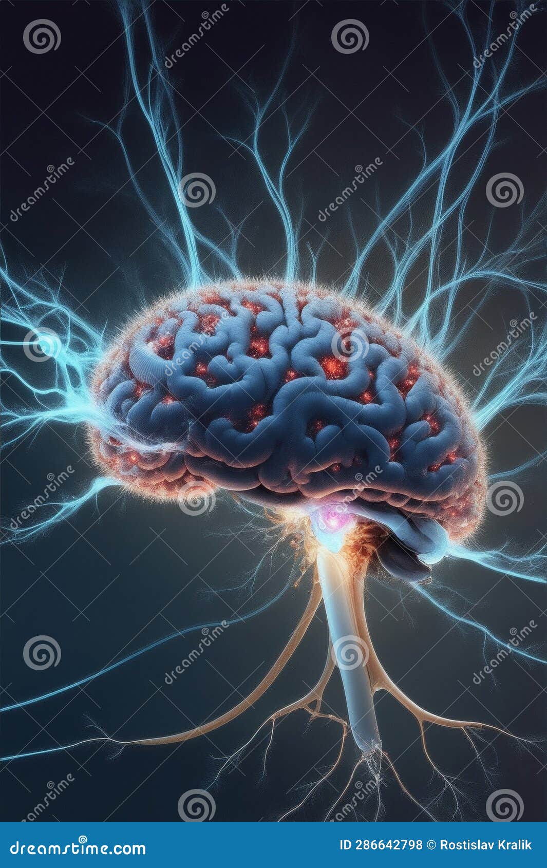 3d Rendered Anatomy Illustration of a Human Body Shape with Brain Stock ...