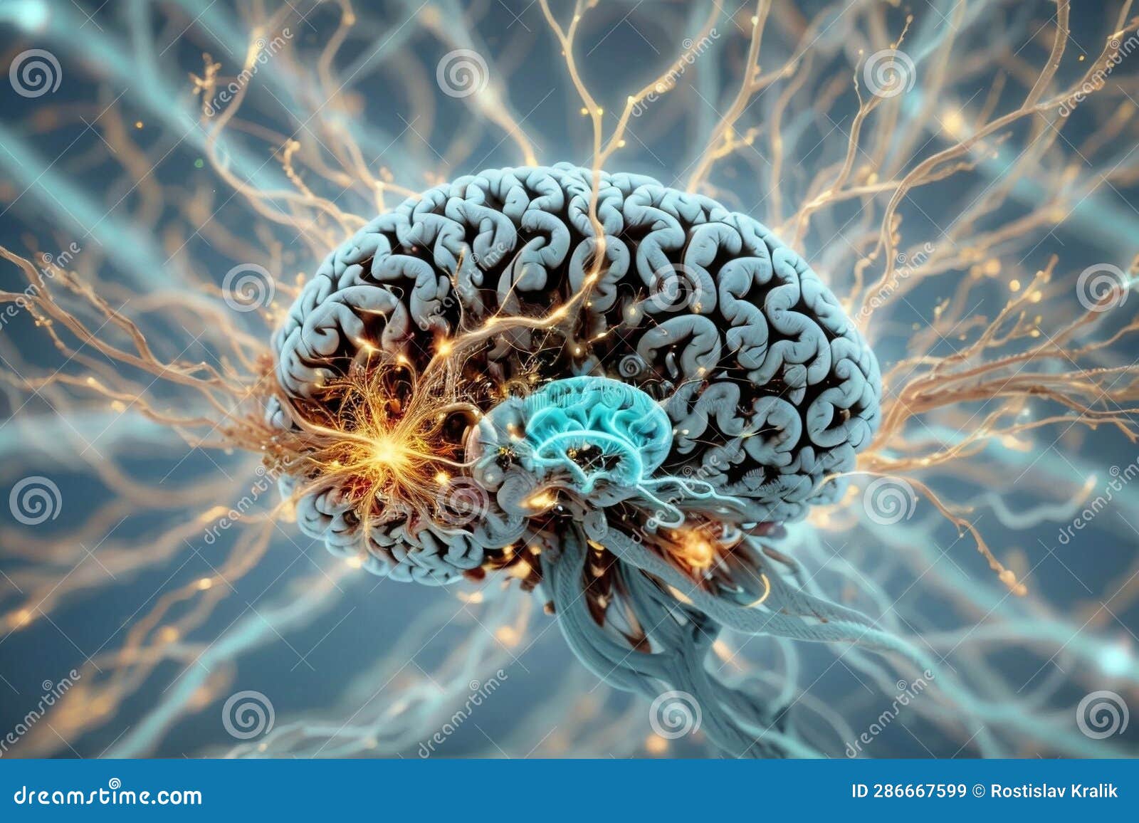 3d Rendered Anatomy Illustration of a Human Body Shape with Brain Stock ...