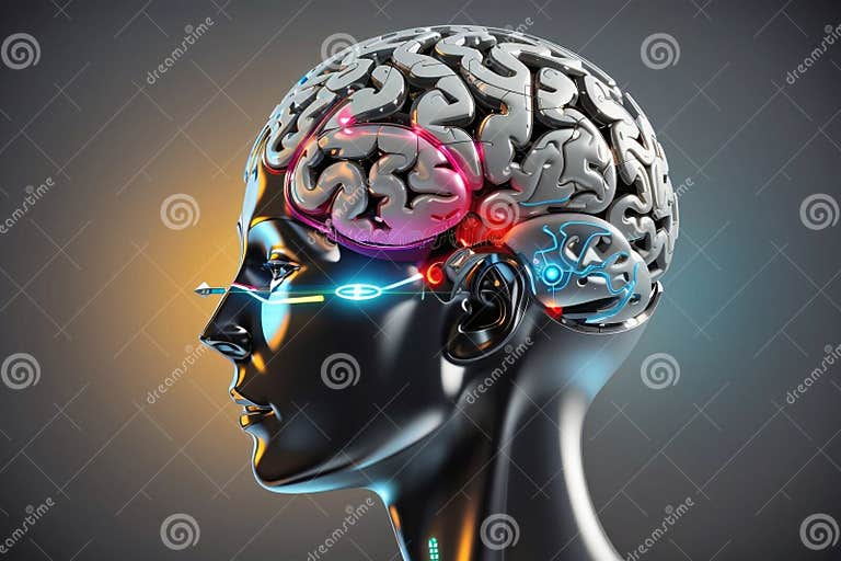 3d Rendered Anatomy Illustration of a Human Body Shape with Brain Stock ...