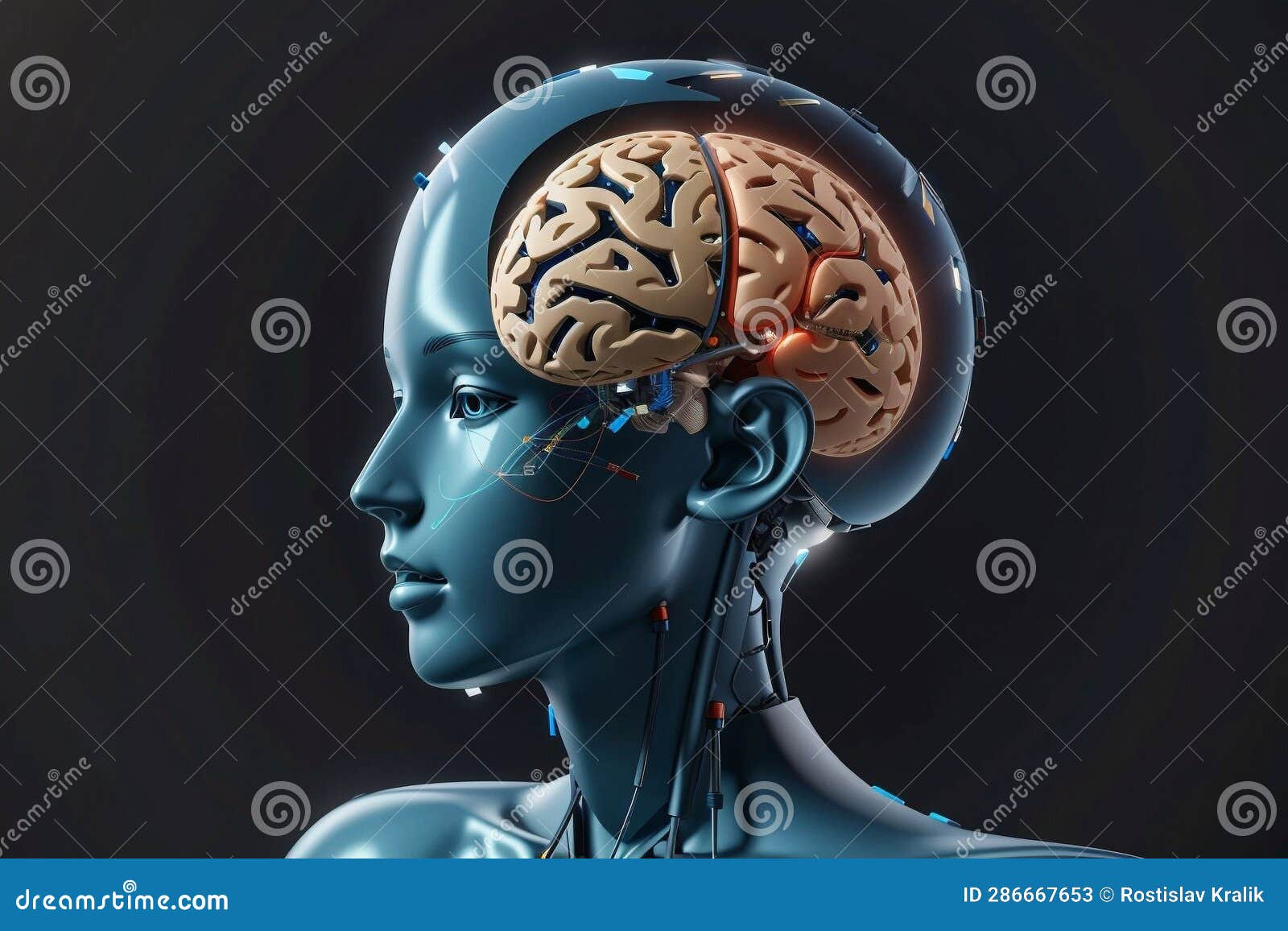 3d Rendered Anatomy Illustration of a Human Body Shape with Brain Stock ...