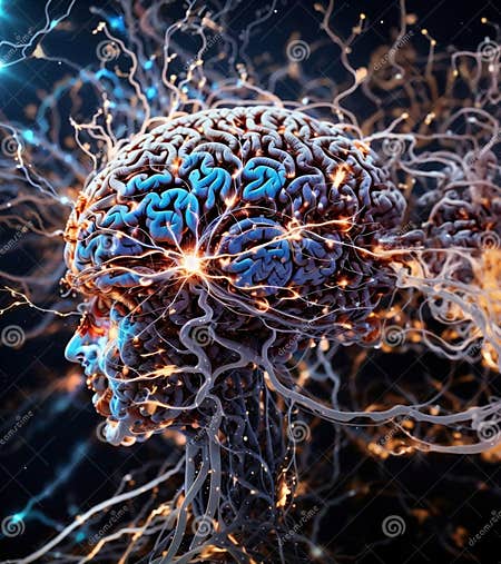 3d Rendered Anatomy Illustration of a Human Body Shape with Brain Stock ...