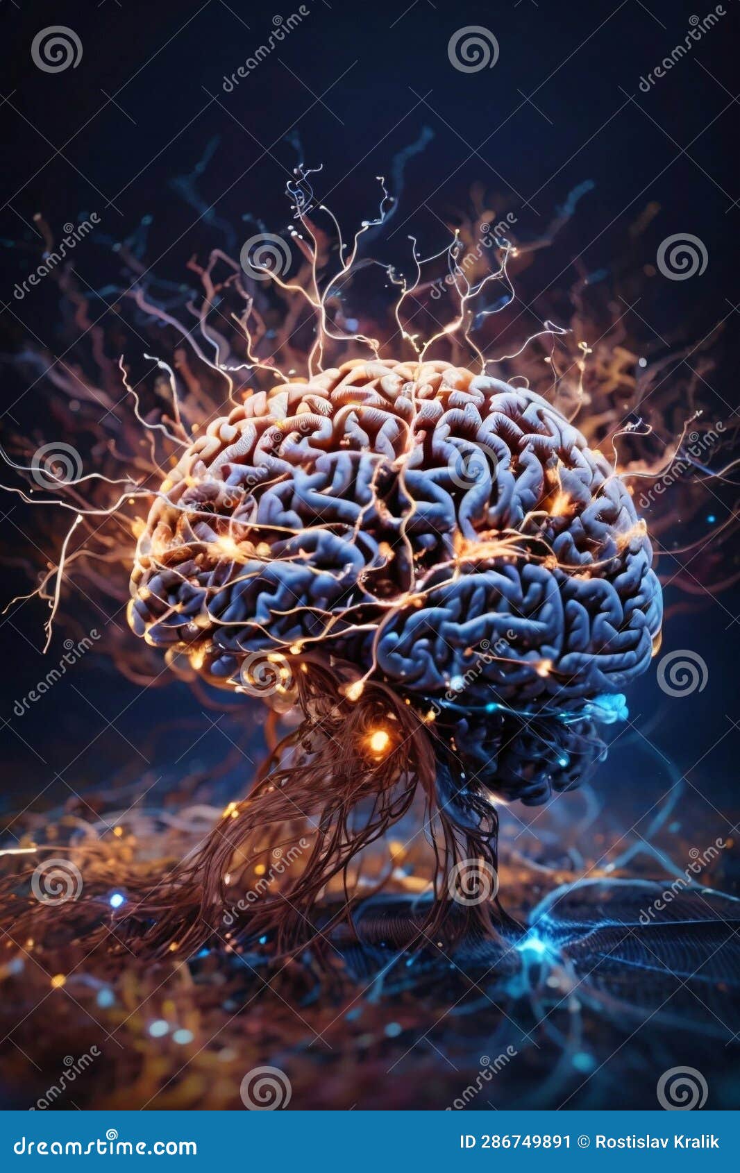 3d Rendered Anatomy Illustration of a Human Body Shape with Brain Stock ...