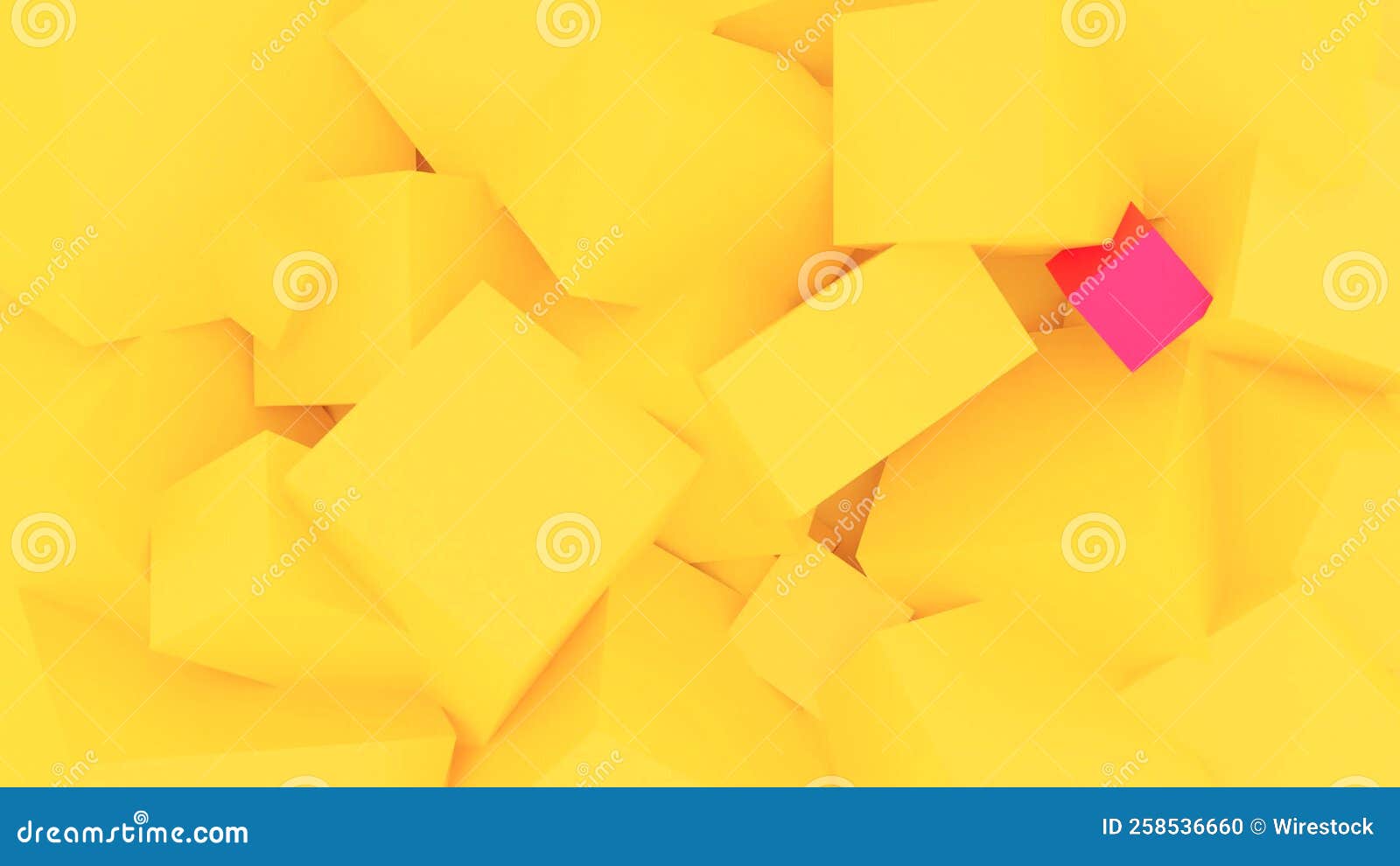 3D Rendered Animation of Seamless Bright Yellow Cubes Rotating in a ...