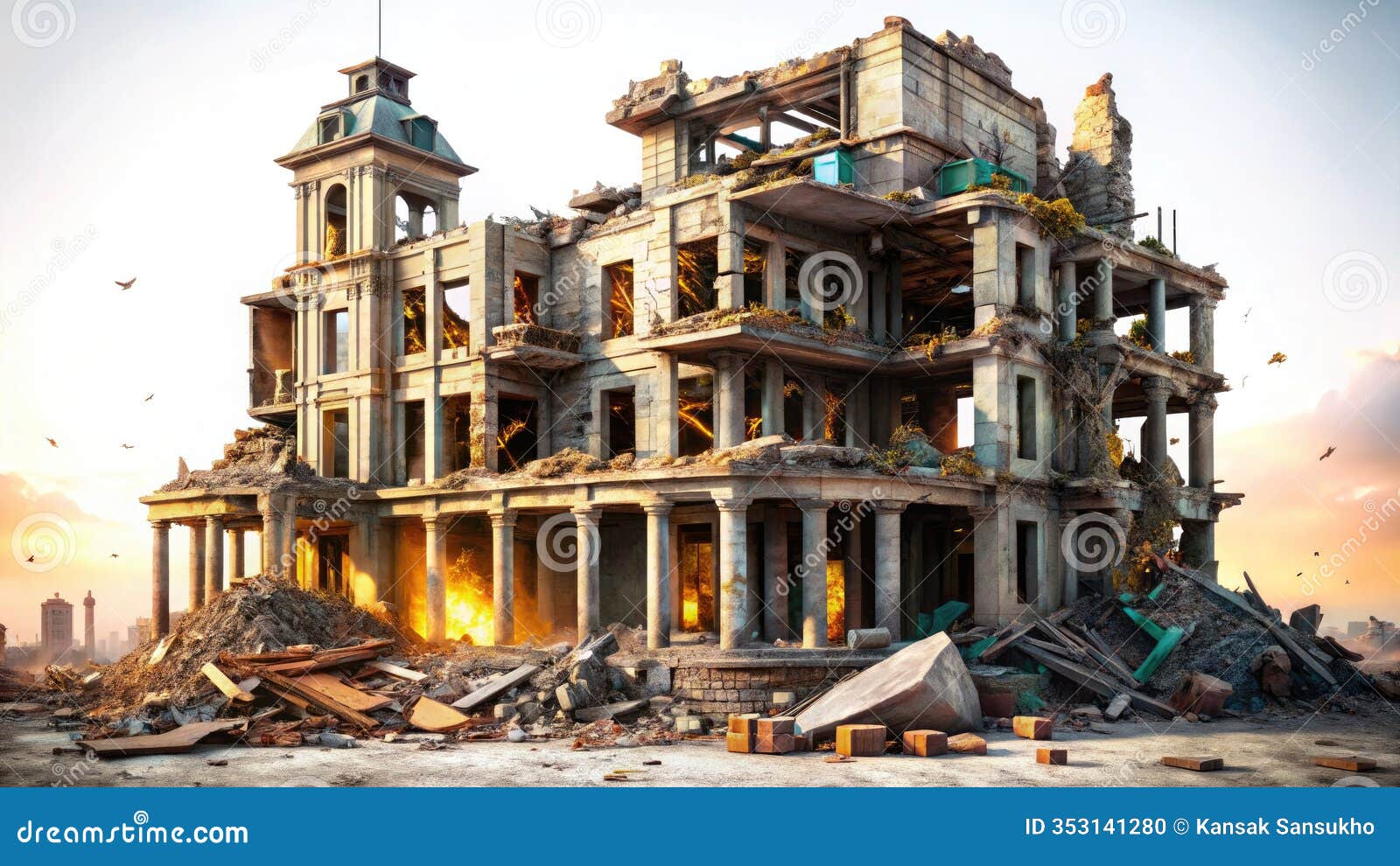 A 3D Rendered Architectural Ruin Detailed Visualization of PostConflict ...