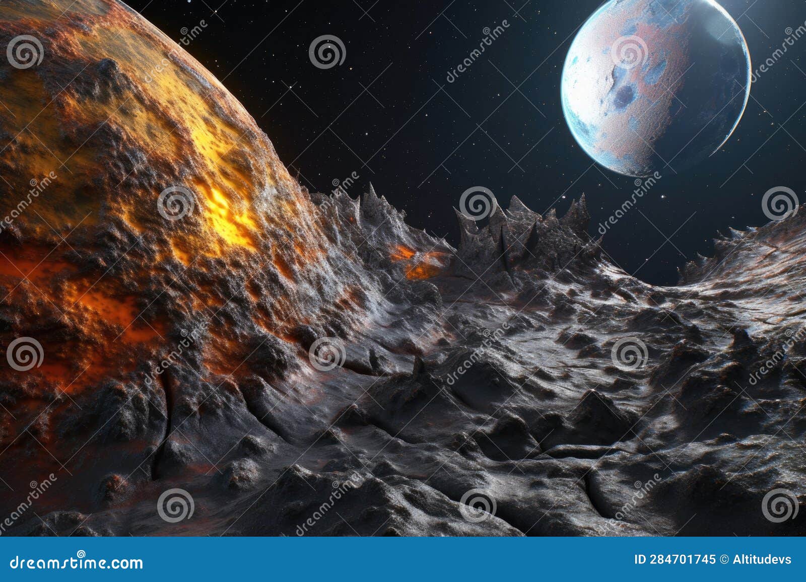 3d Rendered Asteroid Surface with Realistic Details Stock Illustration ...