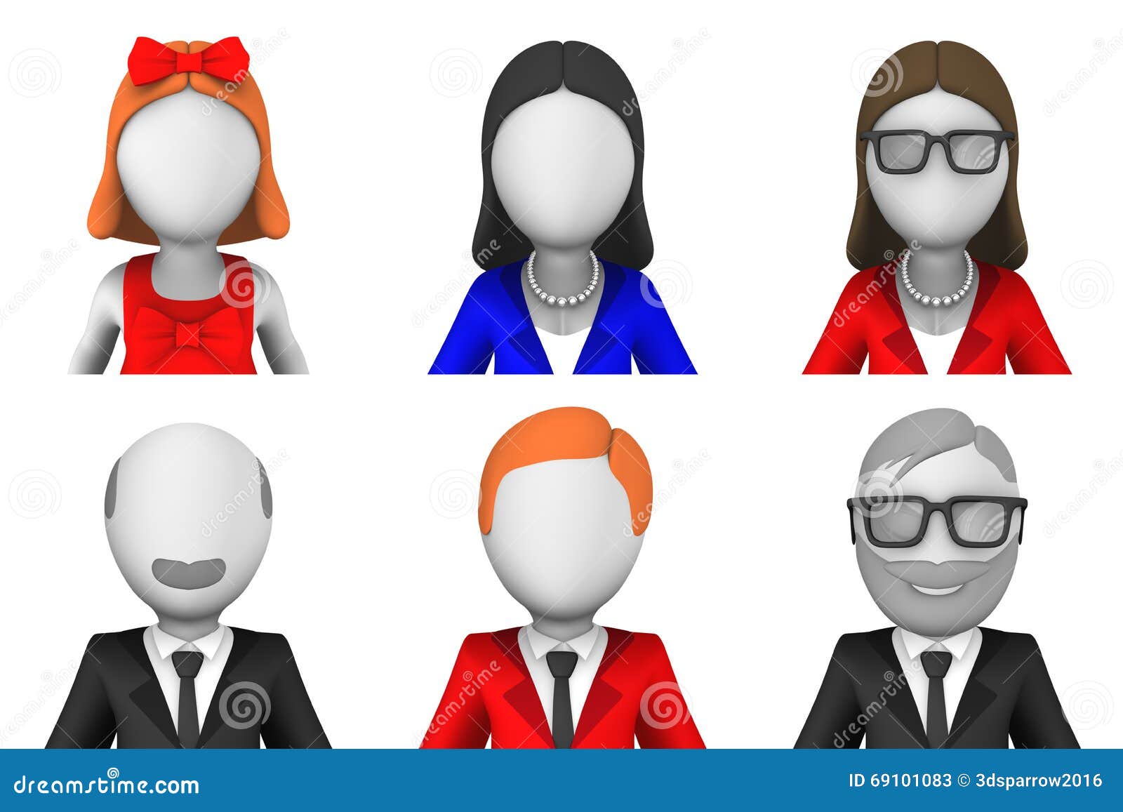 3d rendered avatars stock illustration. Illustration of girl - 69101083