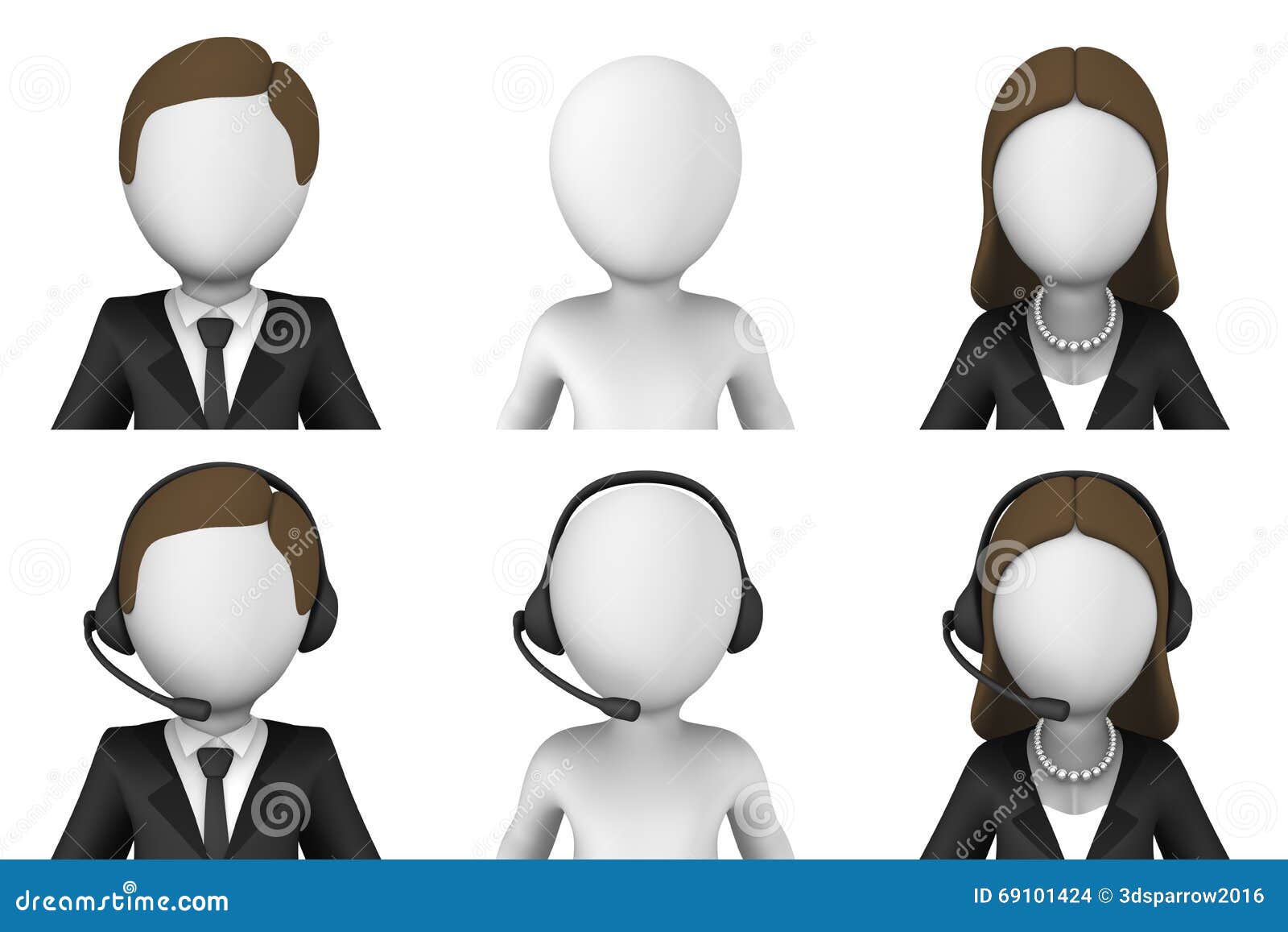 3d Rendered Avatars. Support Center Stock Illustration - Illustration ...