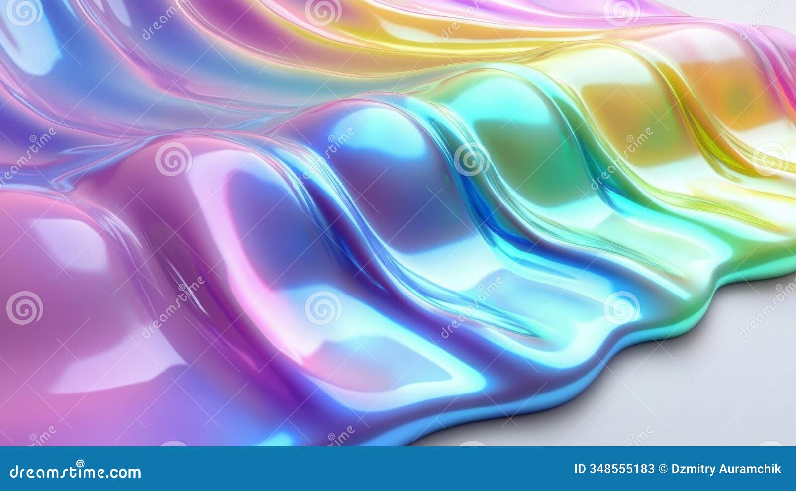 A 3D-rendered Background with an Abstract, Wavy, Iridescent Design ...
