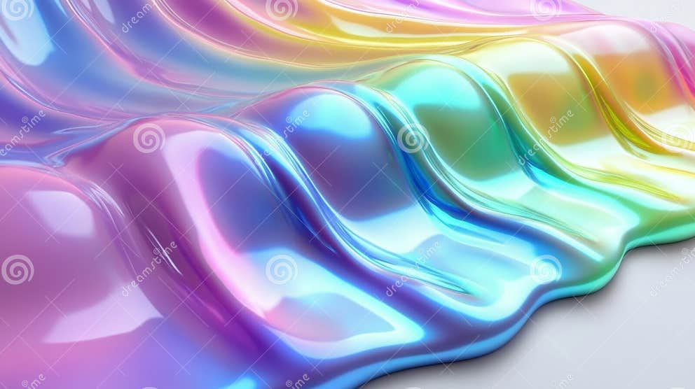 A 3D-rendered Background with an Abstract, Wavy, Iridescent Design ...