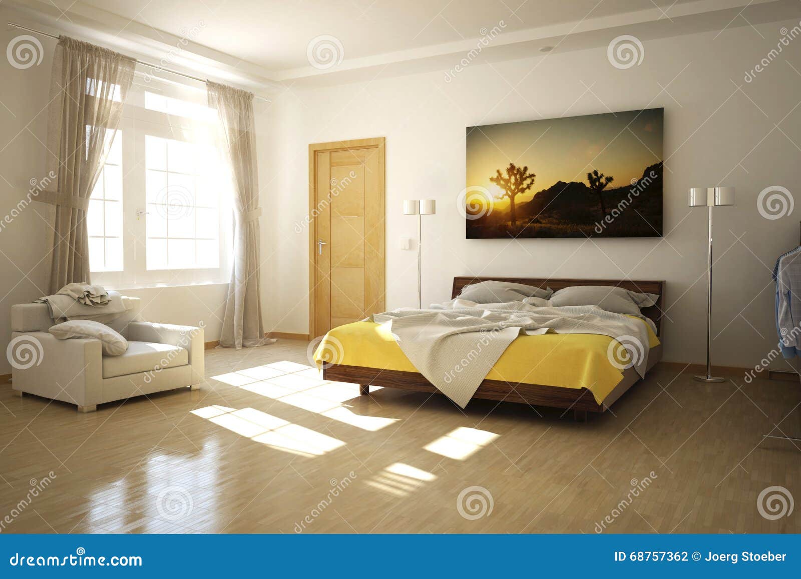 3D rendered bed room stock illustration. Illustration of floor - 68757362