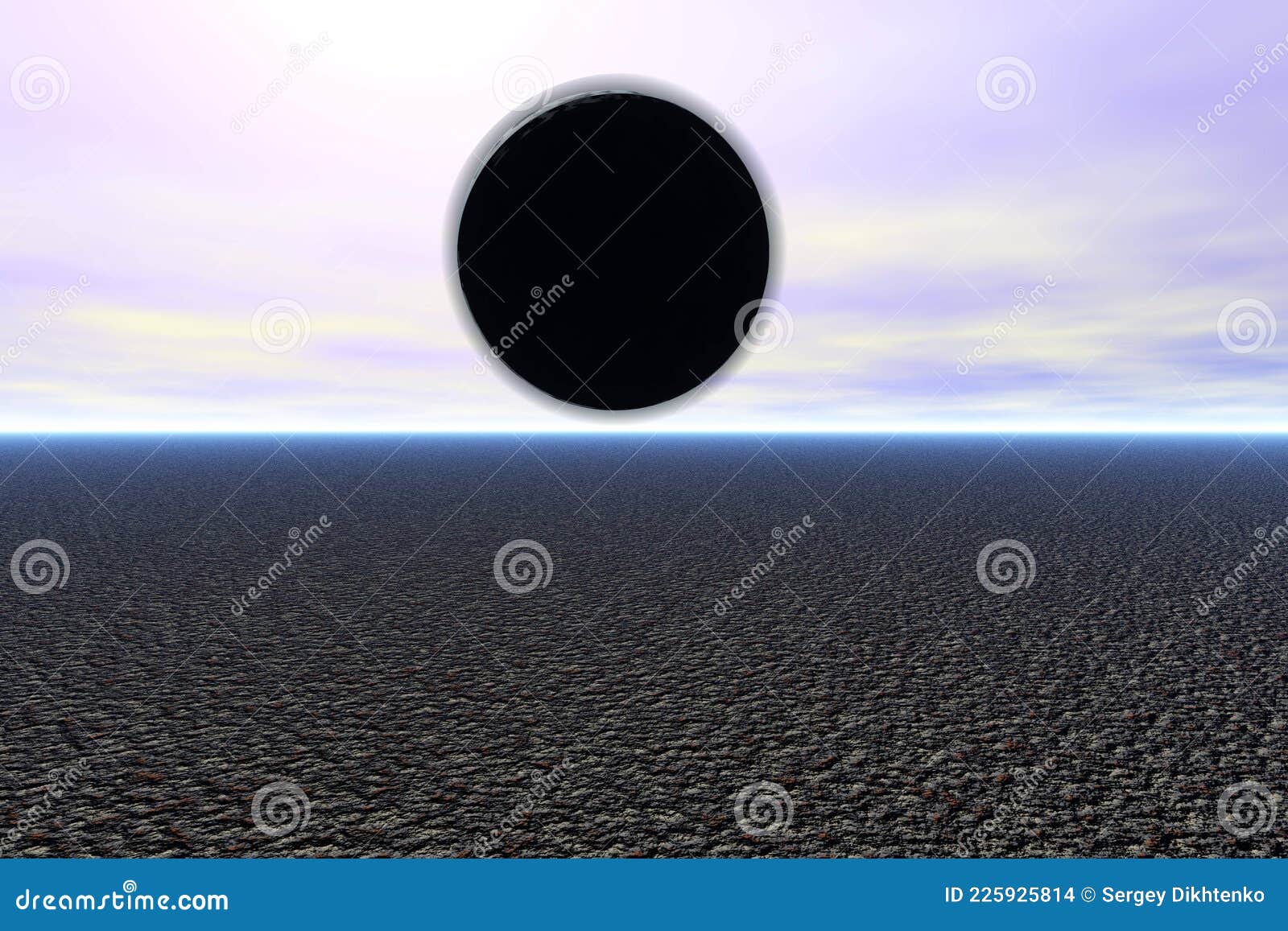 3d Rendered Black Moon Grey Bump Ground Surreal Scene Stock ...