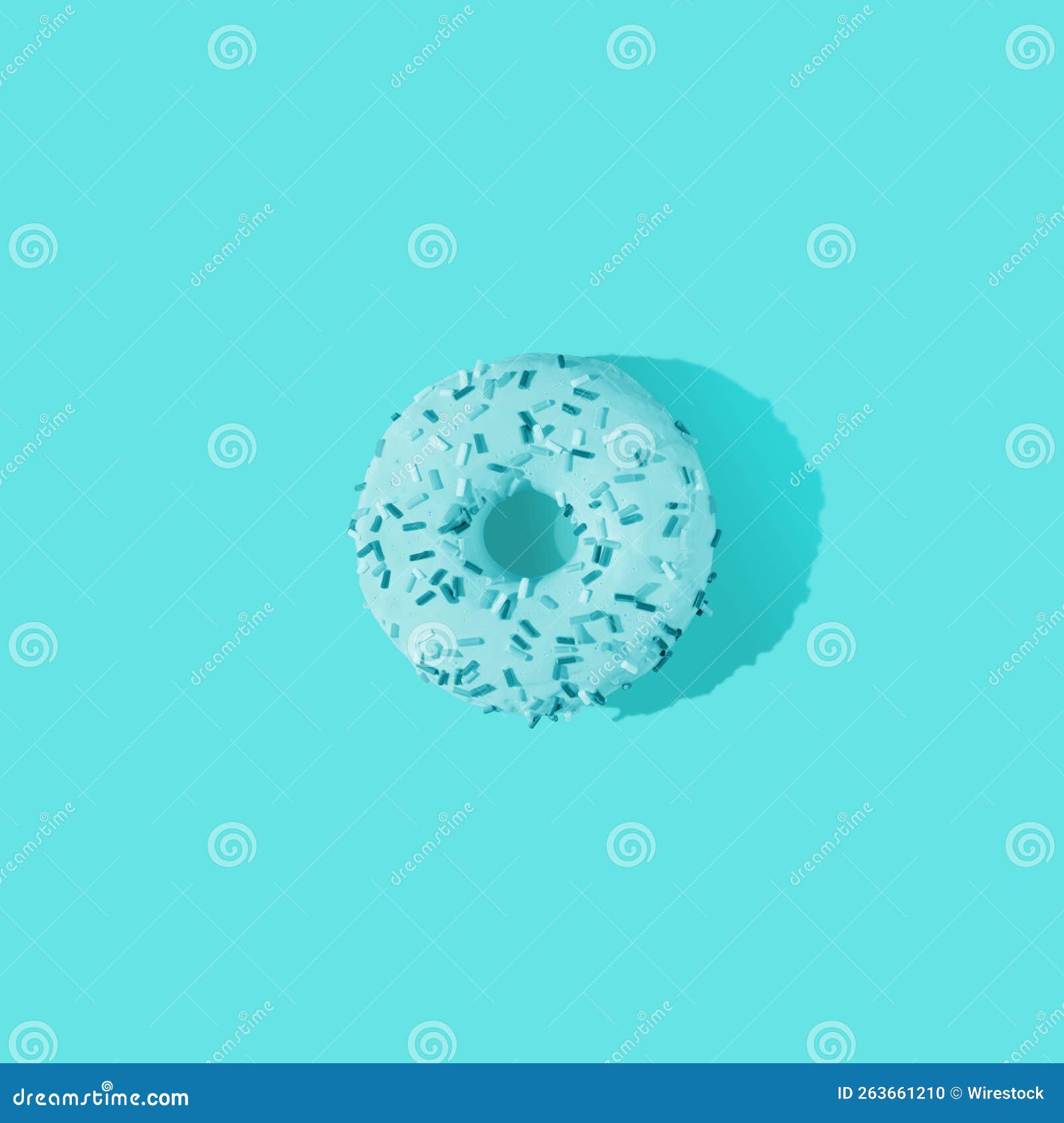 3D Rendered Blue Glazed Donut on the Bright Blue Background Stock ...