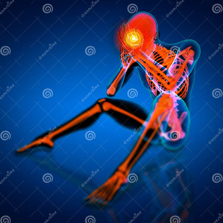 3d Rendered Blue Skeleton of a Sitting Stock Illustration ...