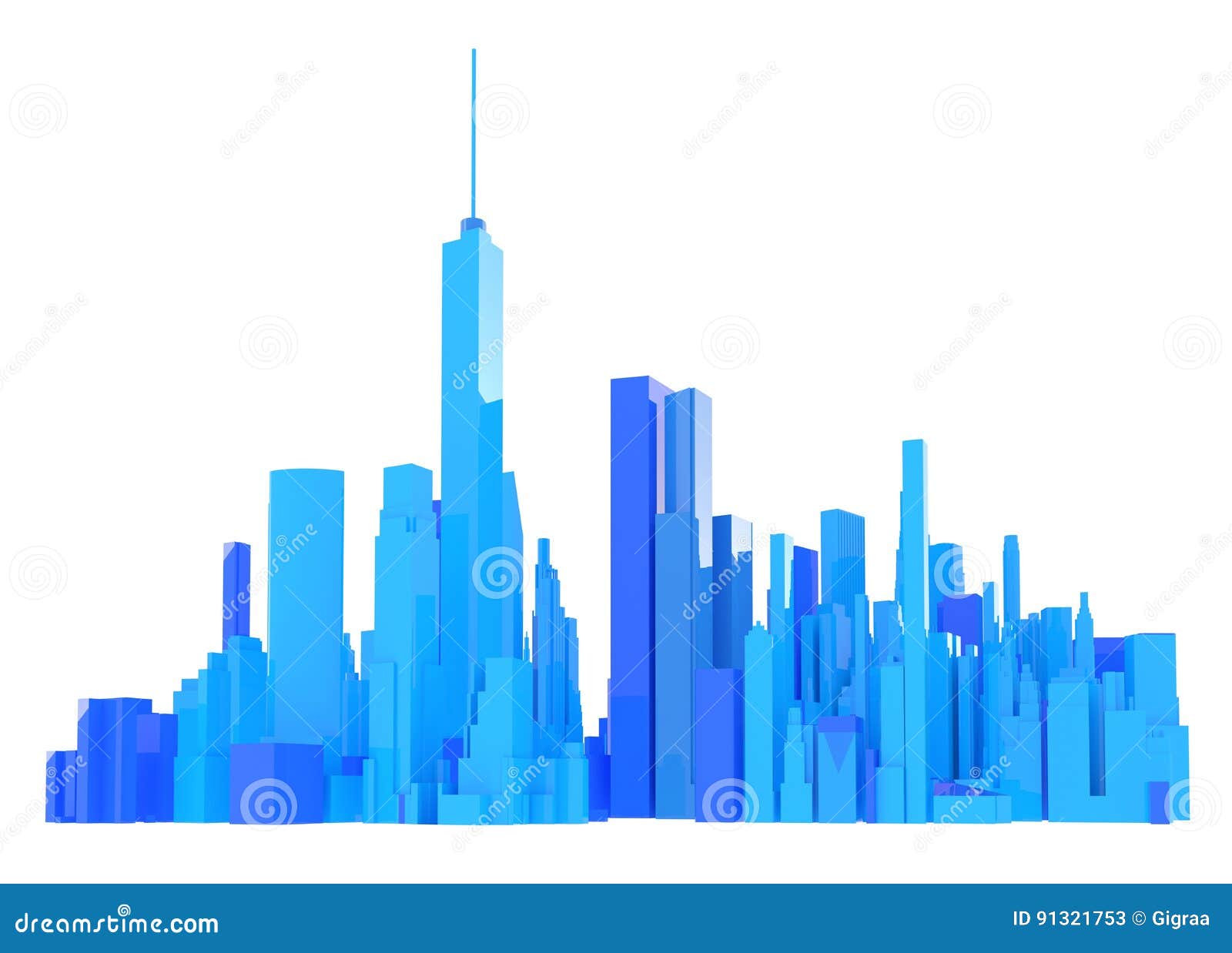 3d Rendered Blue Skyline Isolated Stock Illustration - Illustration of ...