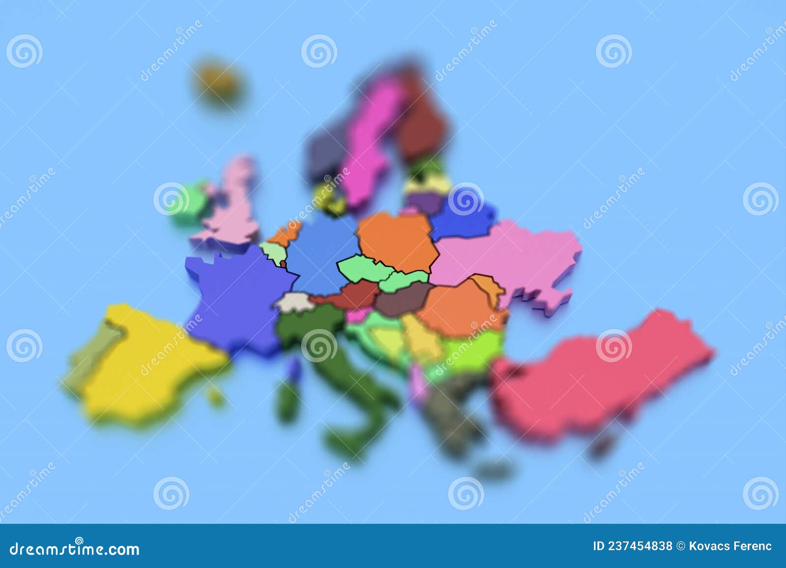3D Rendered Blurred Map of Europe with Bright Colors in Europe Stock ...