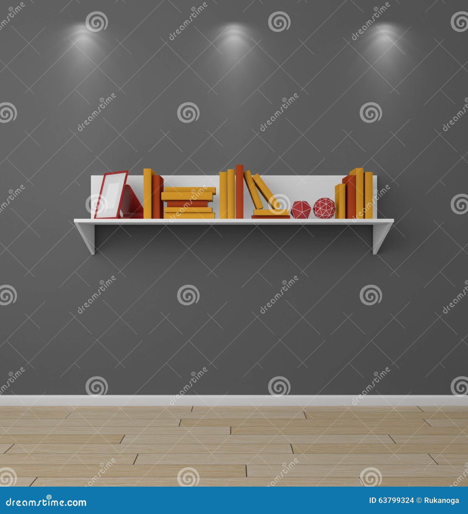 3d rendered bookshelf stock illustration. Illustration of home - 63799324