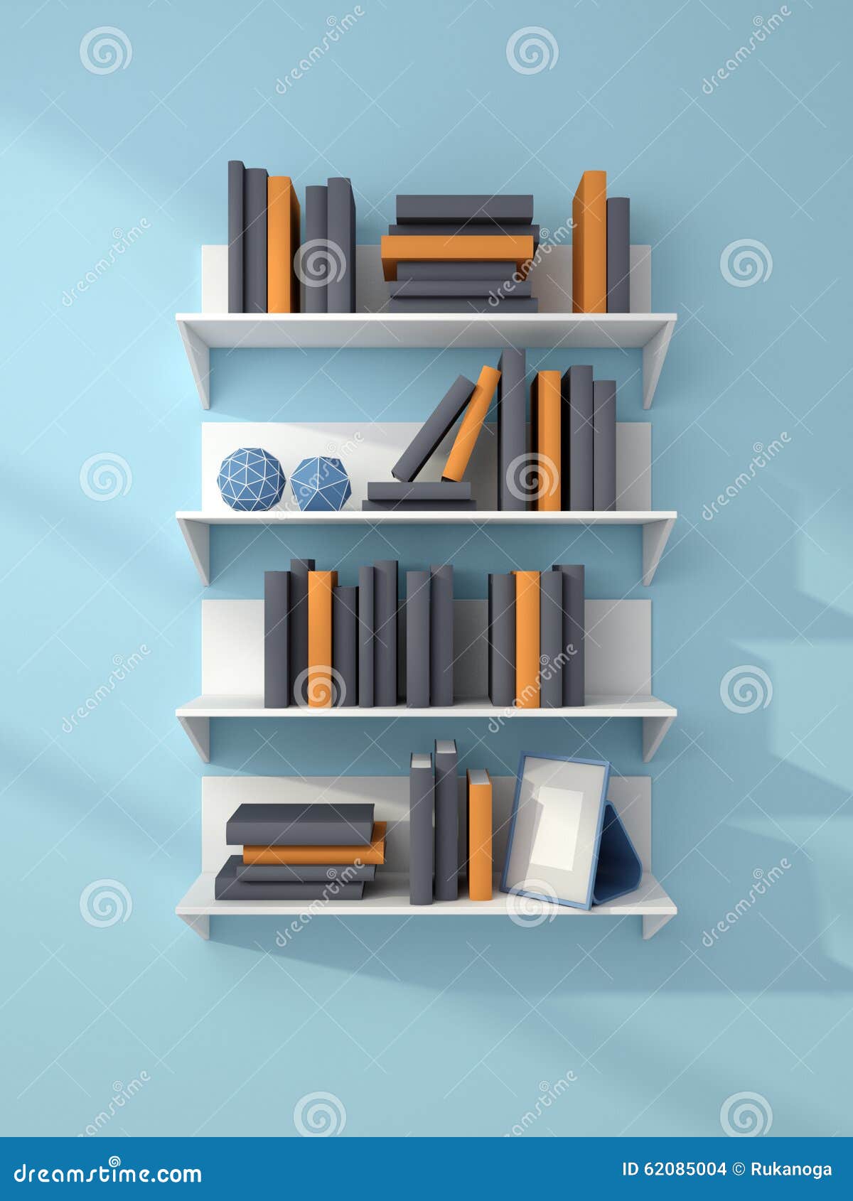 3d rendered bookshelves stock illustration. Illustration of decorations ...