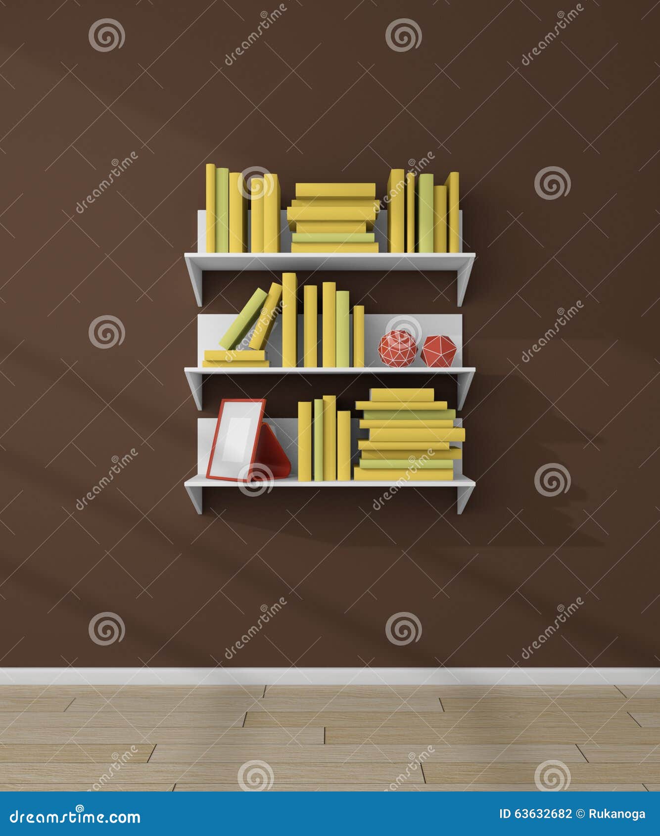 3d rendered bookshelves stock illustration. Illustration of ...