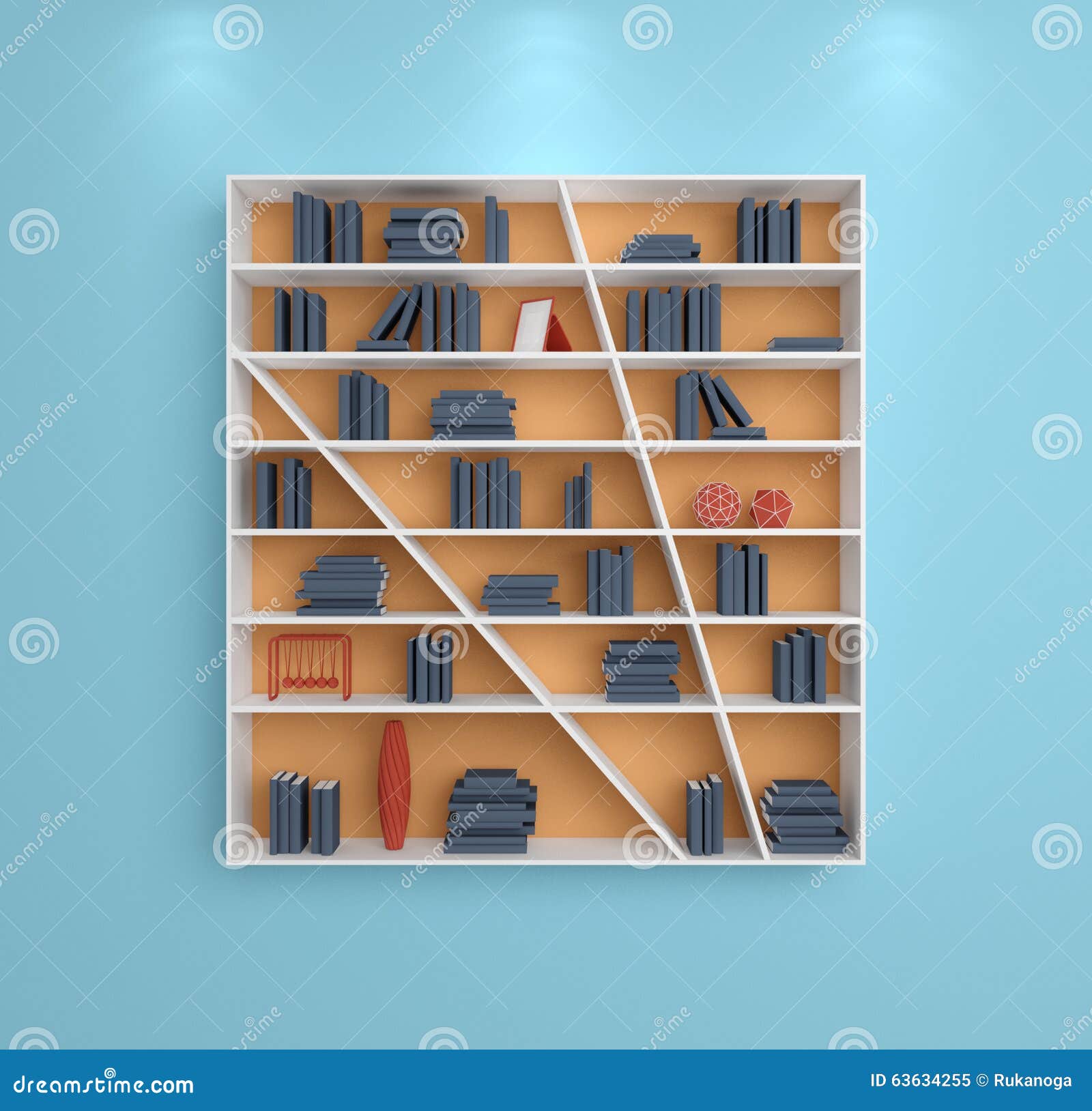 3d rendered bookshelves stock illustration. Illustration of home - 63634255
