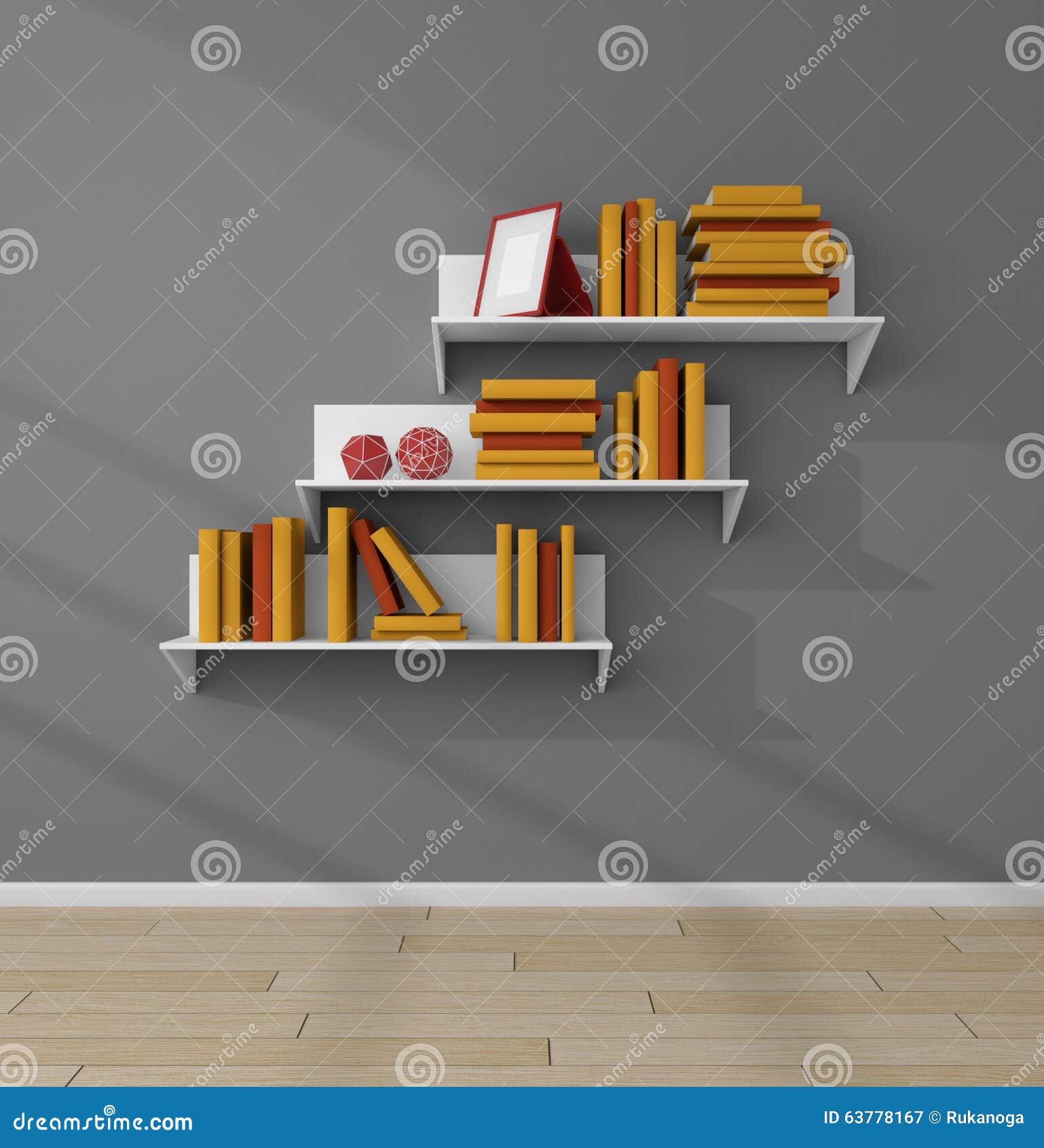 3d rendered bookshelves stock illustration. Illustration of book - 63778167
