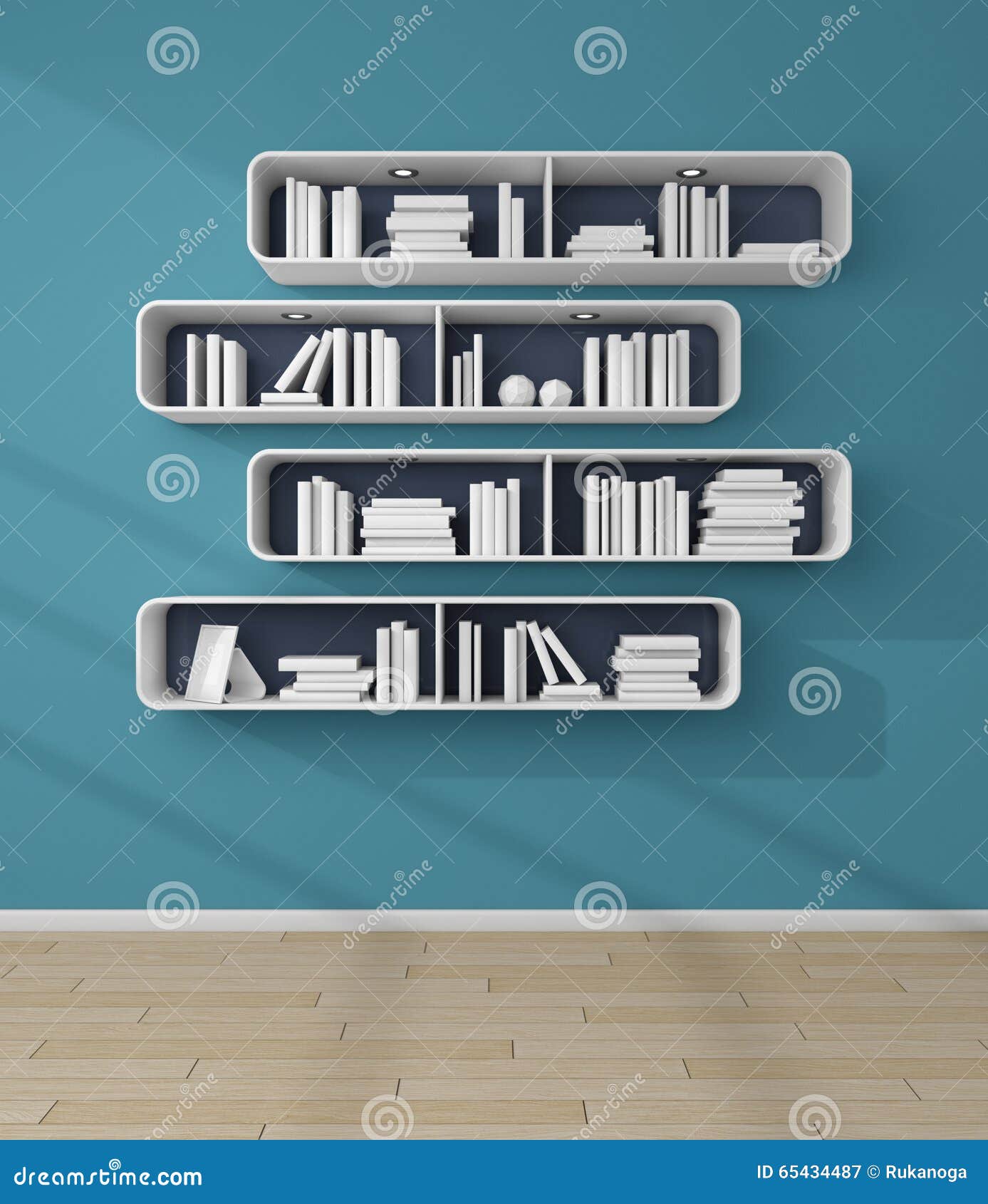 3d rendered bookshelves. stock image. Image of decor - 65434487
