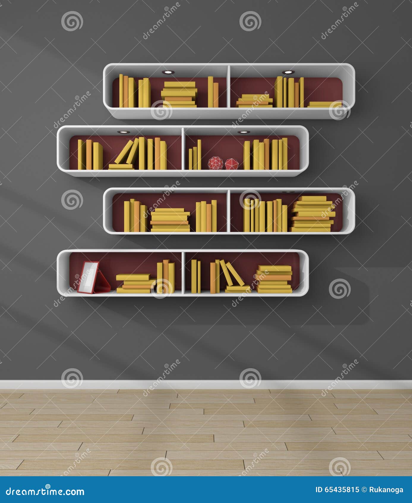 3d rendered bookshelves. stock image. Image of render - 65435815