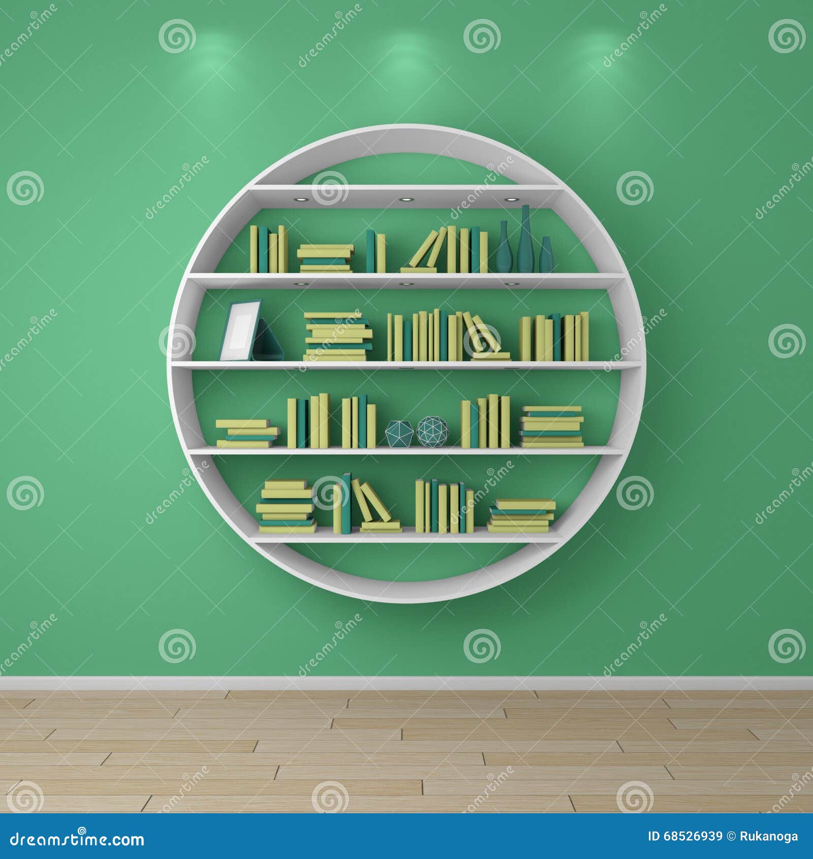 3d rendered bookshelves. stock image. Image of decoration - 68526939