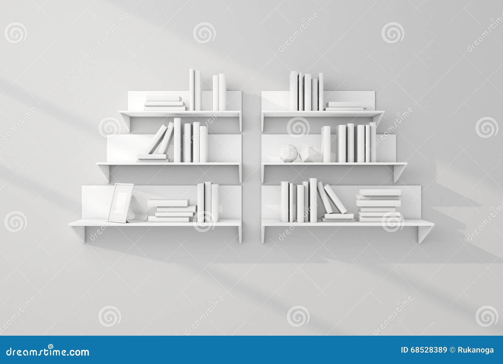 3d rendered bookshelves. stock image. Image of design - 68528389