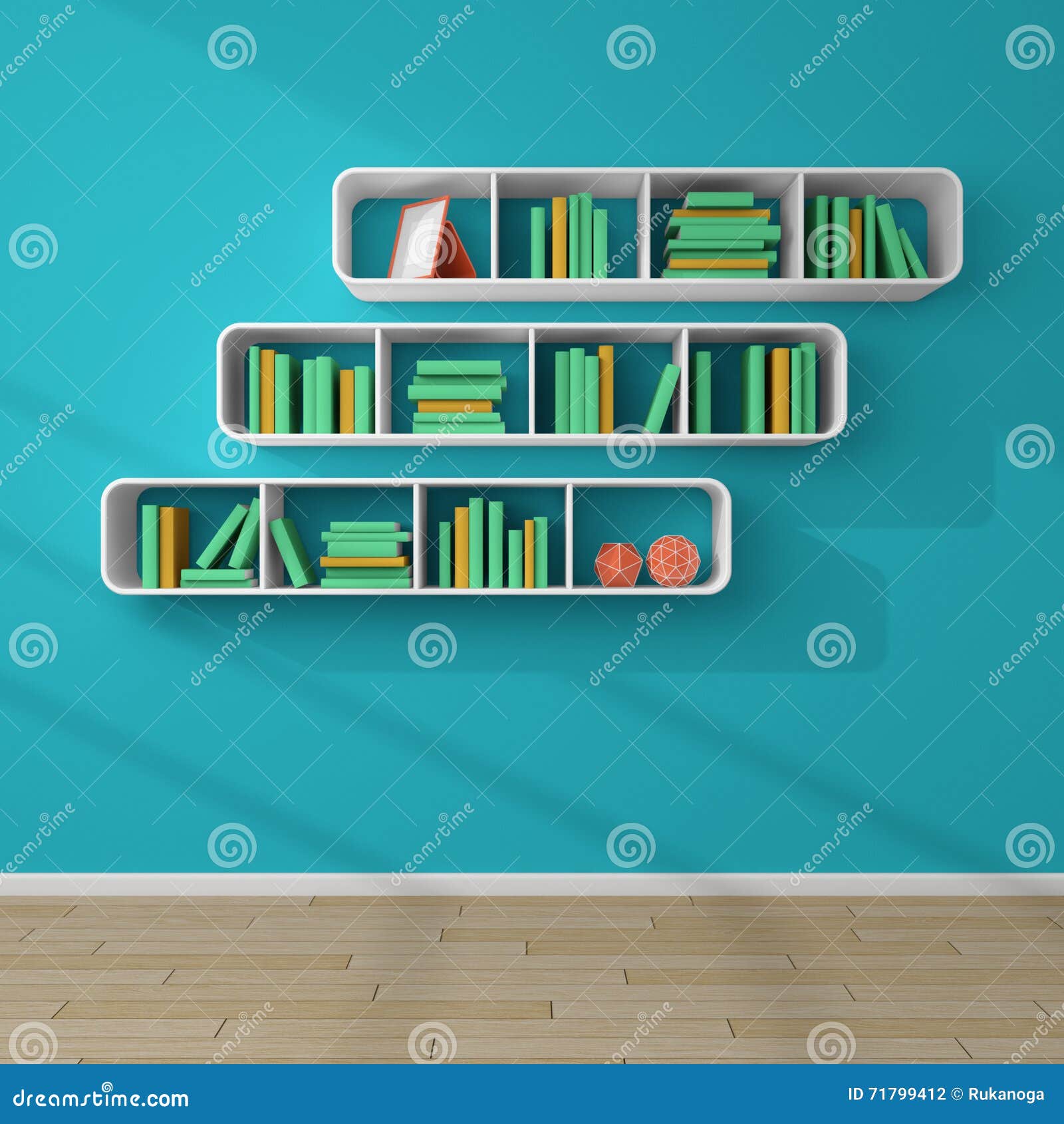 3d rendered bookshelves. stock illustration. Illustration of place ...