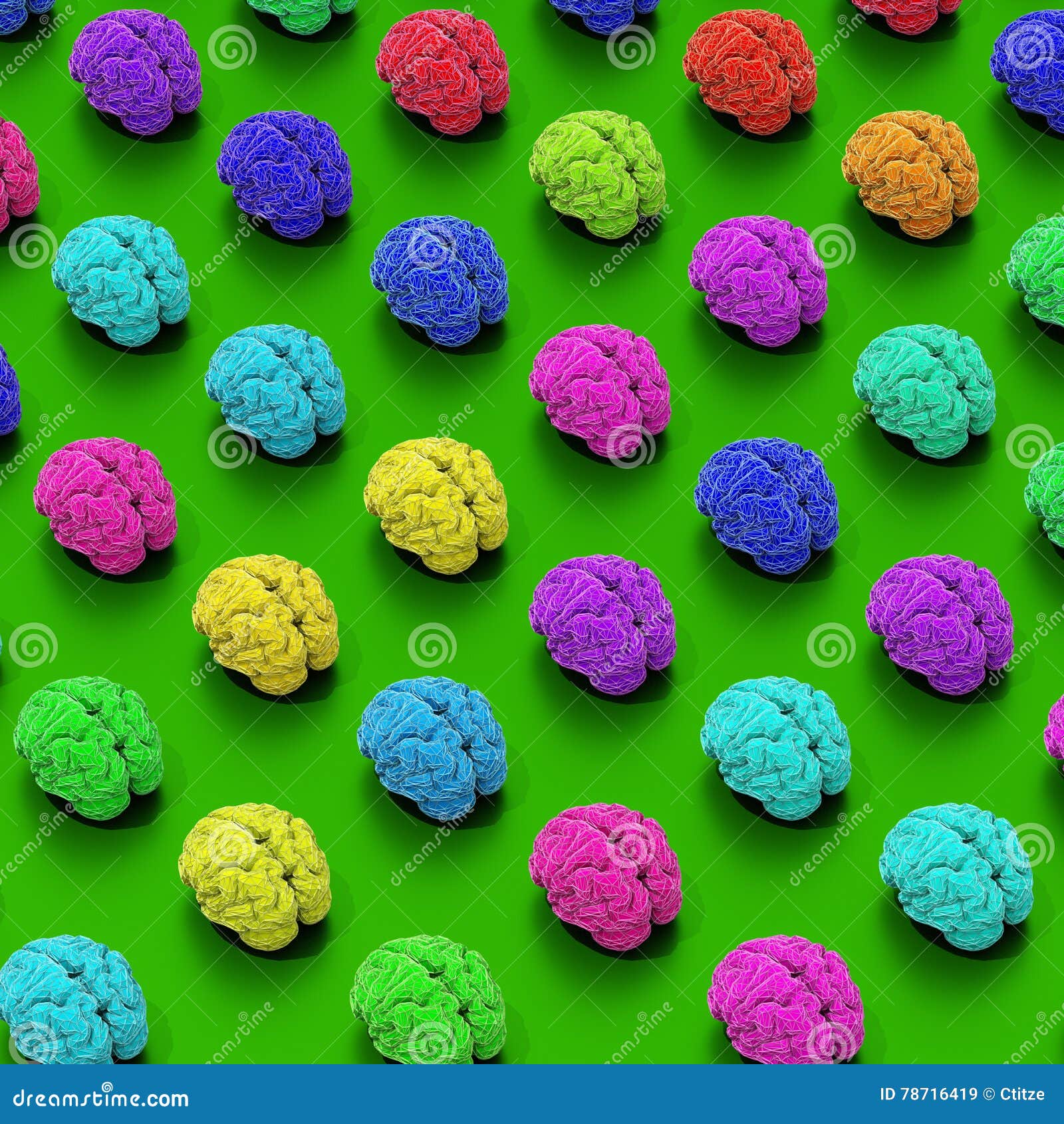 3d Rendered Brains Pattern Low Poly Style Stock Illustrations – 10 3d ...