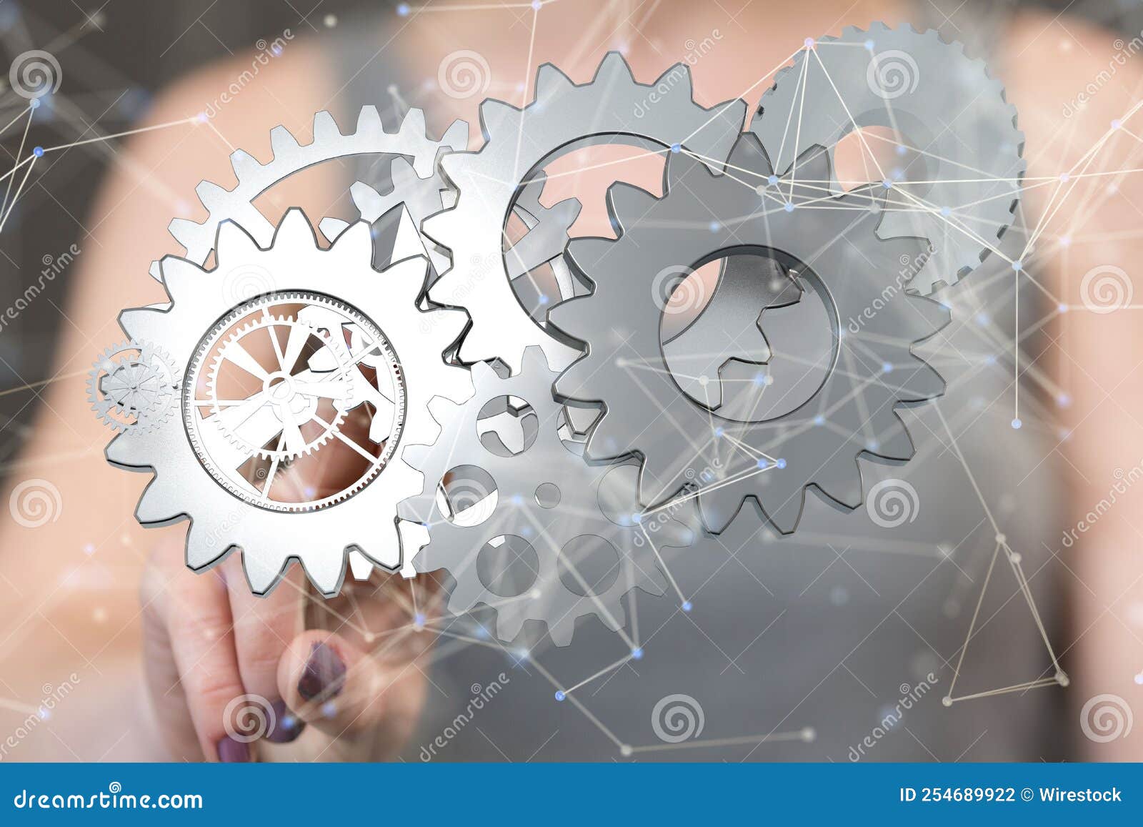 3D Rendered Car Gear System Hovering in Mans Hand Stock Photo - Image ...