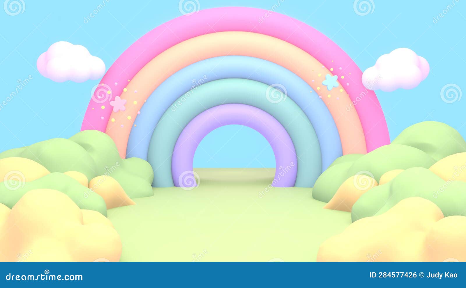 Rainbow grass land stock illustration. Illustration of adorable - 284577426