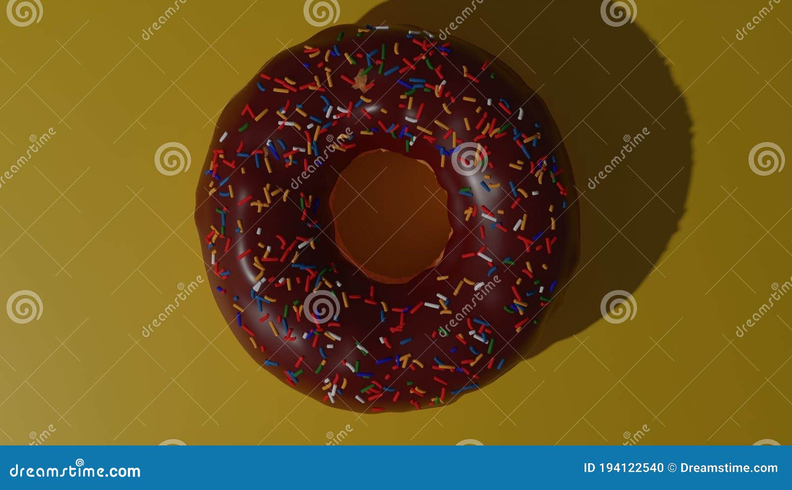 3D Rendered Chocolate Donut Top View Stock Illustration - Illustration ...