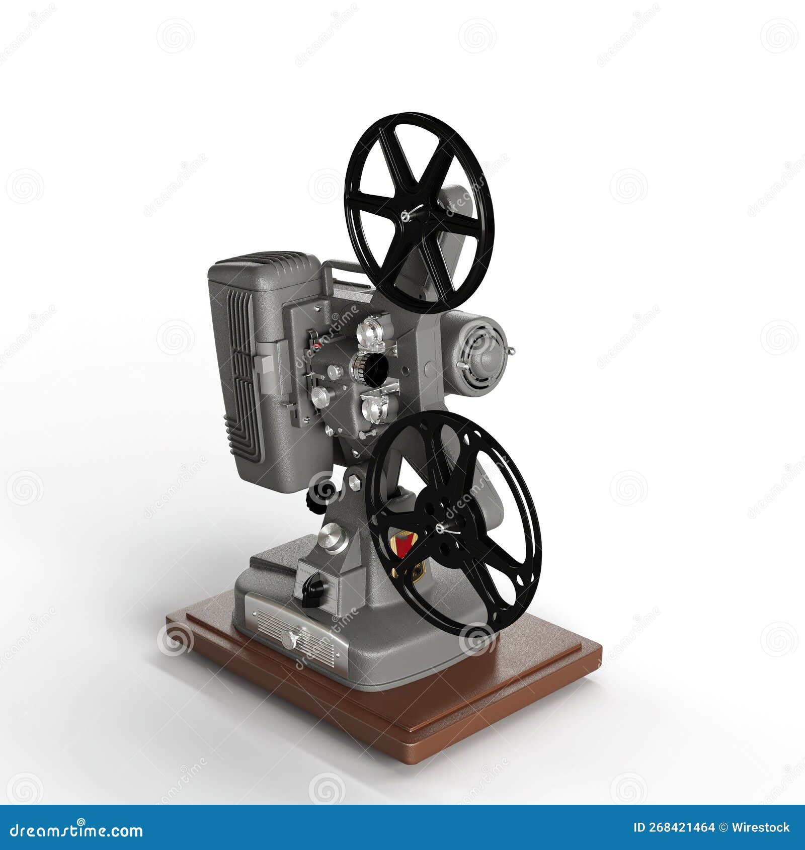 3d Rendered Closeup of a Metal Camera on a Base with Wheels Stock ...