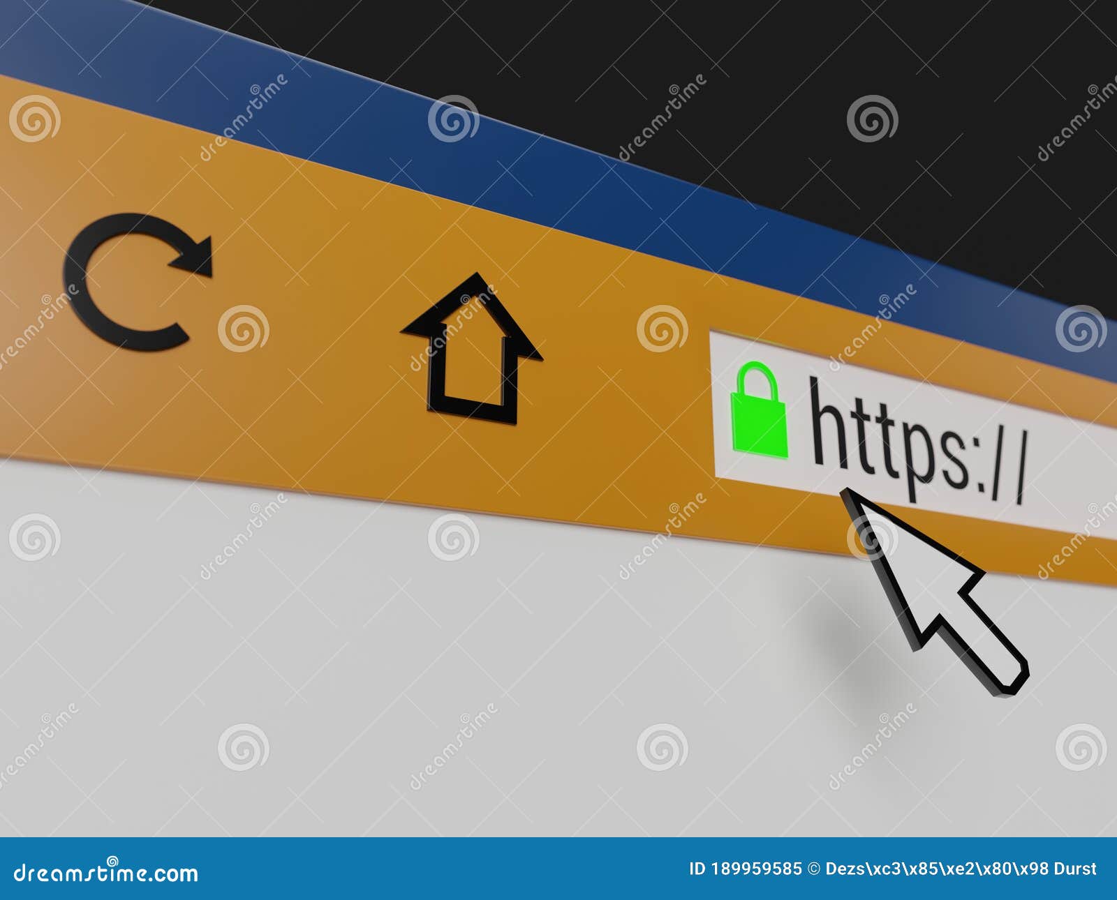 3D Rendered Concept Illustration of a Web Browser with Secure ...