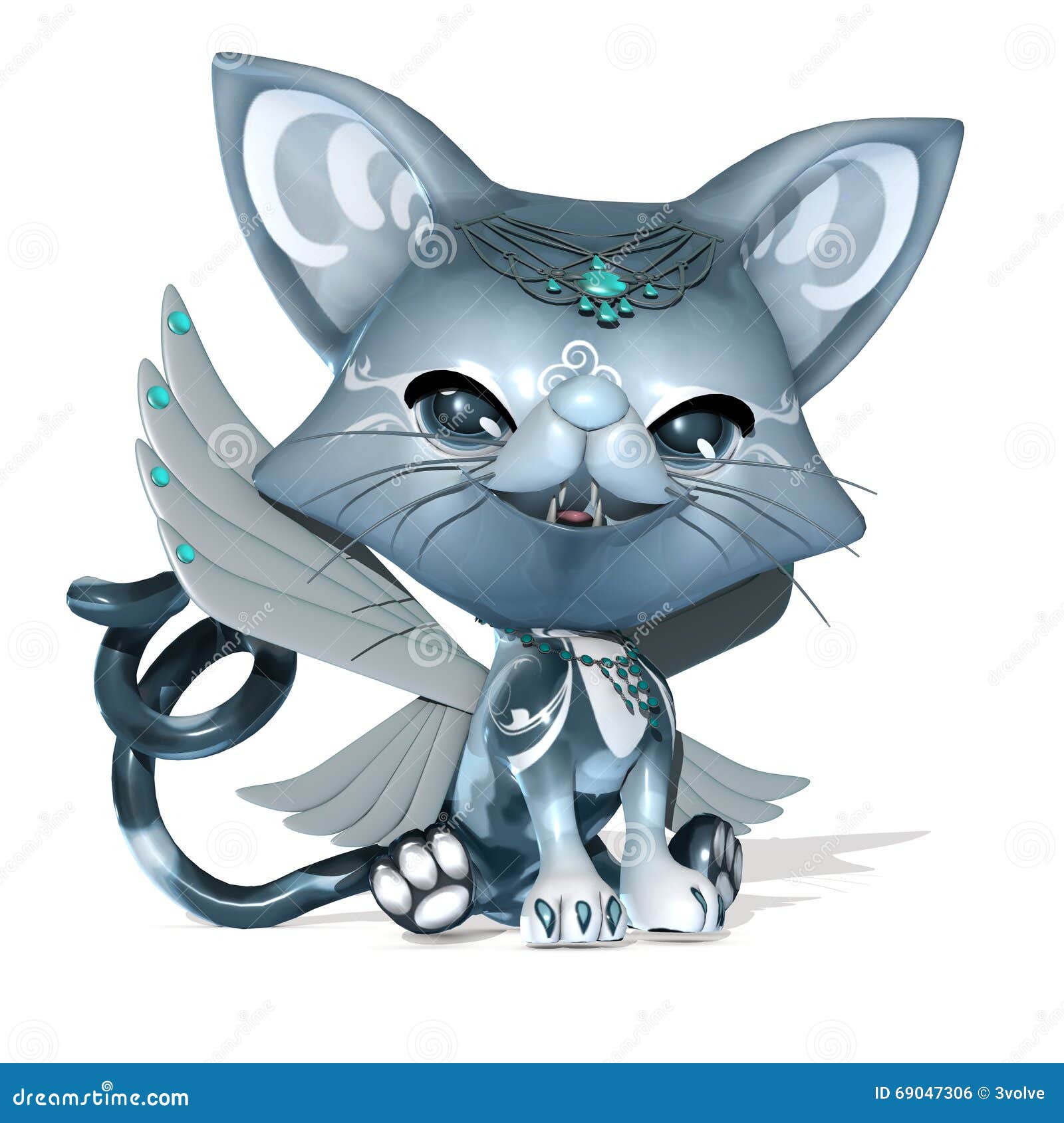 3D Rendered Cute Fantasy Pet on White Stock Illustration - Illustration ...