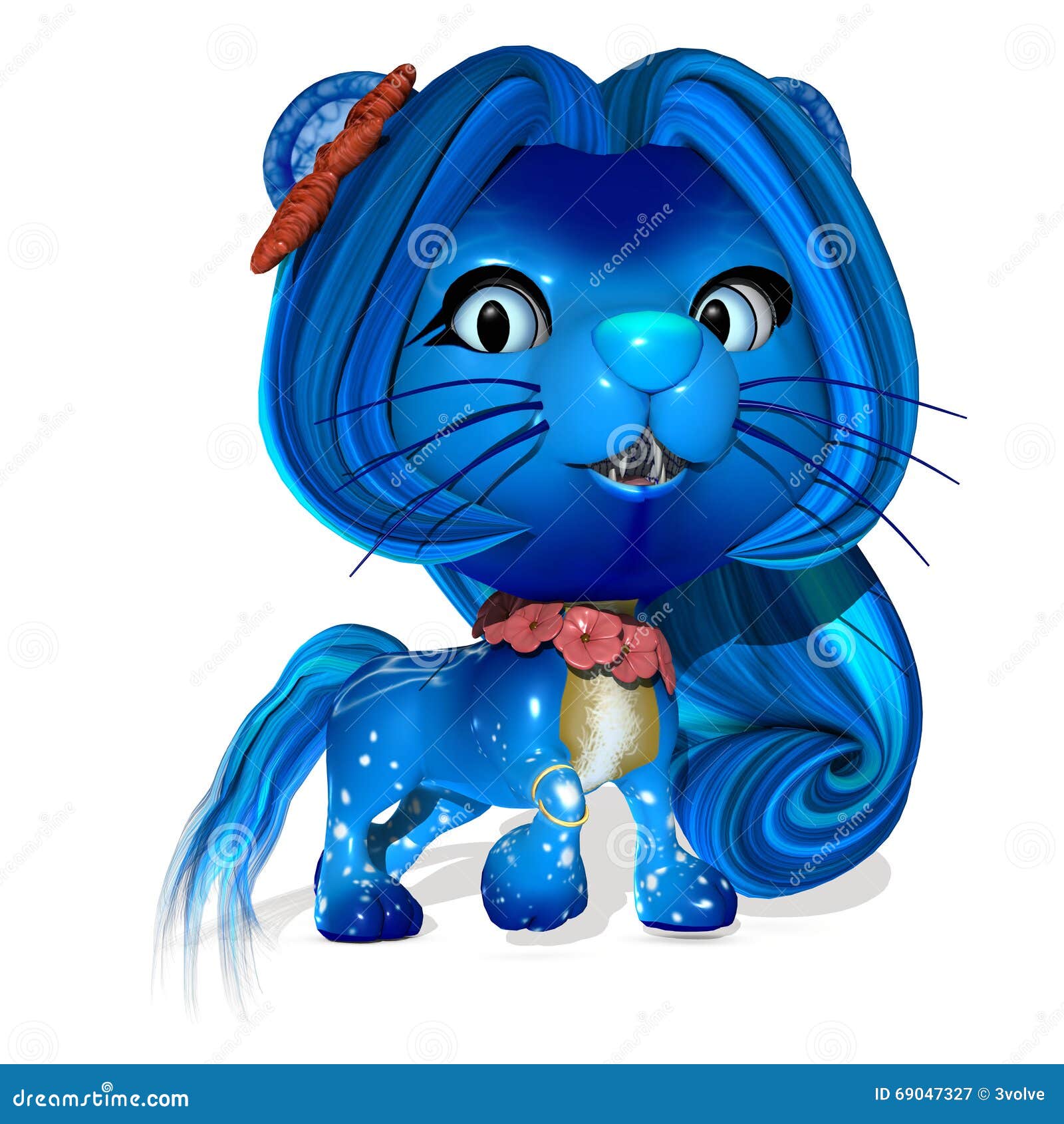 3D Rendered Cute Fantasy Pet on White Stock Illustration - Illustration ...