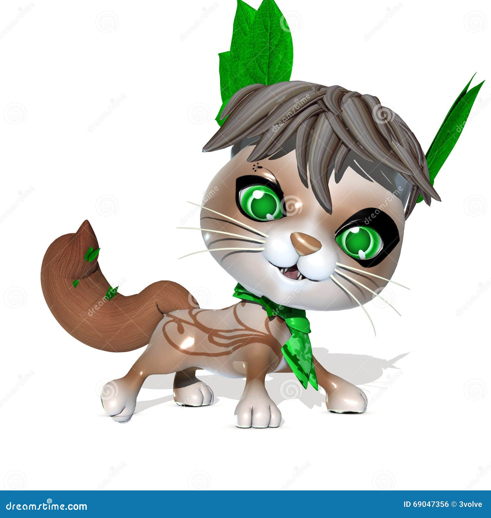 3D Rendered Cute Fantasy Pet on White Stock Illustration - Illustration ...