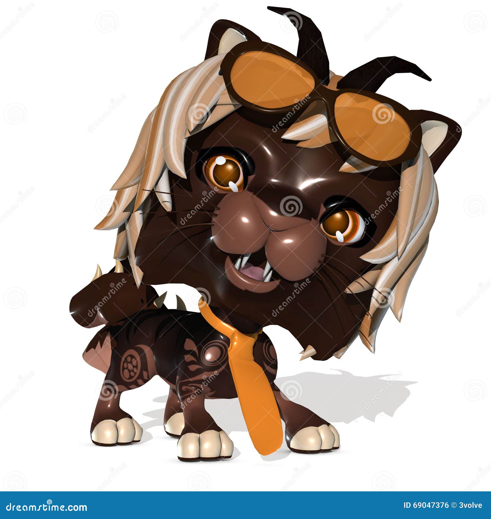 3D Rendered Cute Fantasy Pet on White Stock Illustration - Illustration ...