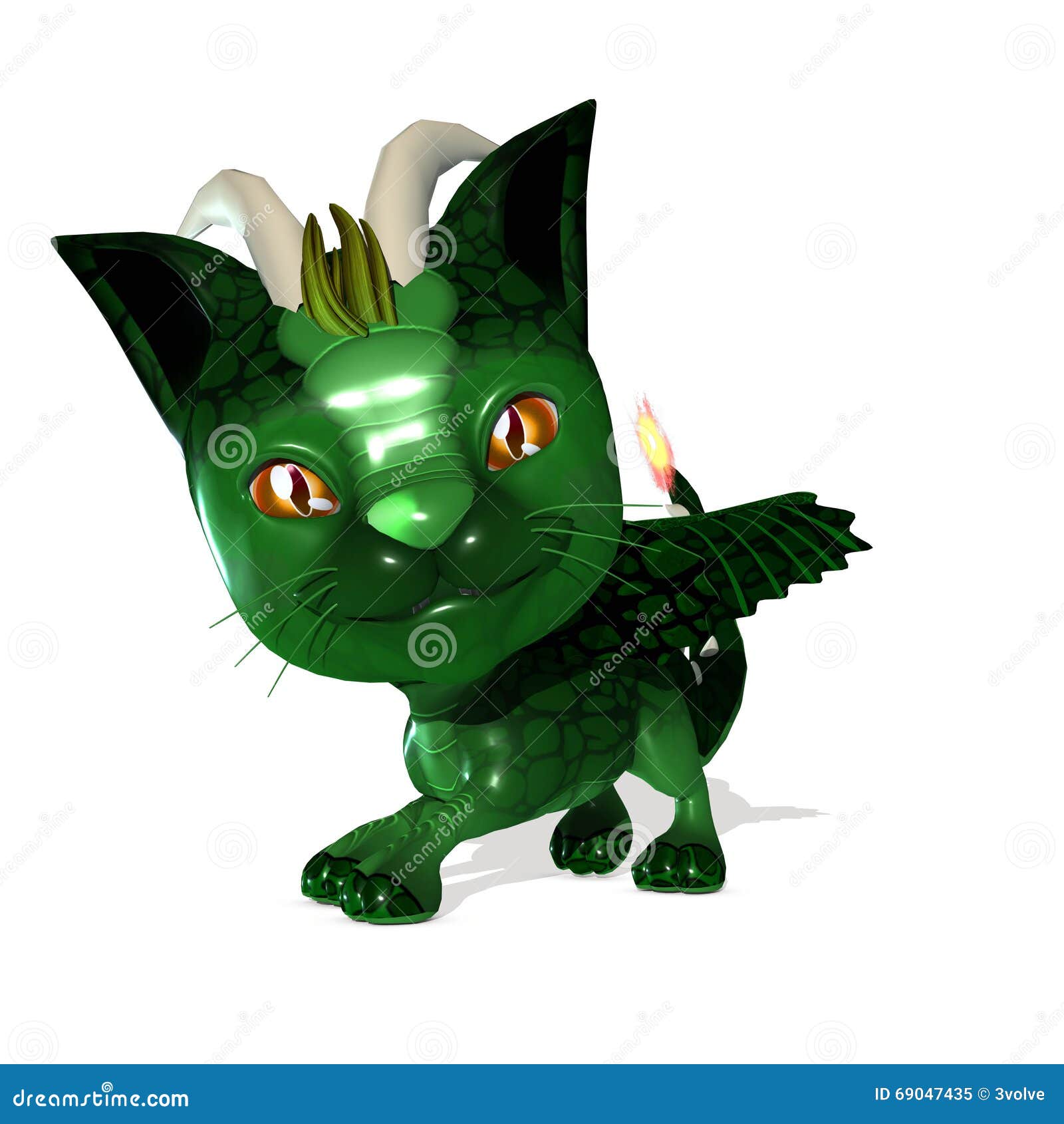 3D Rendered Cute Fantasy Pet on White Stock Illustration - Illustration ...