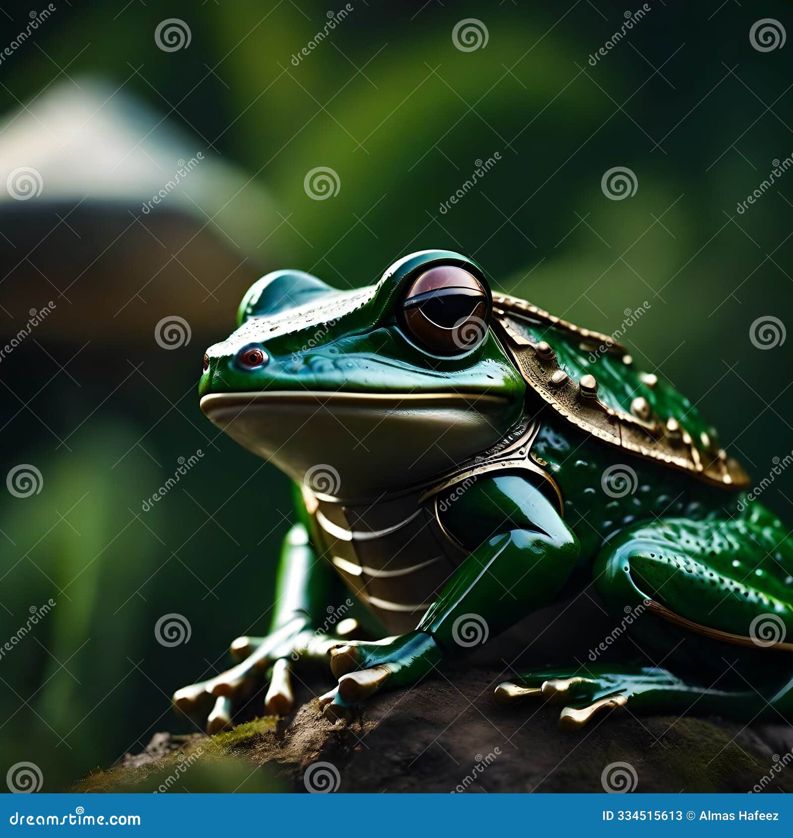 3d Rendered Cute Ninja Frog in Golden Armor Striking a Fighting Pose in ...